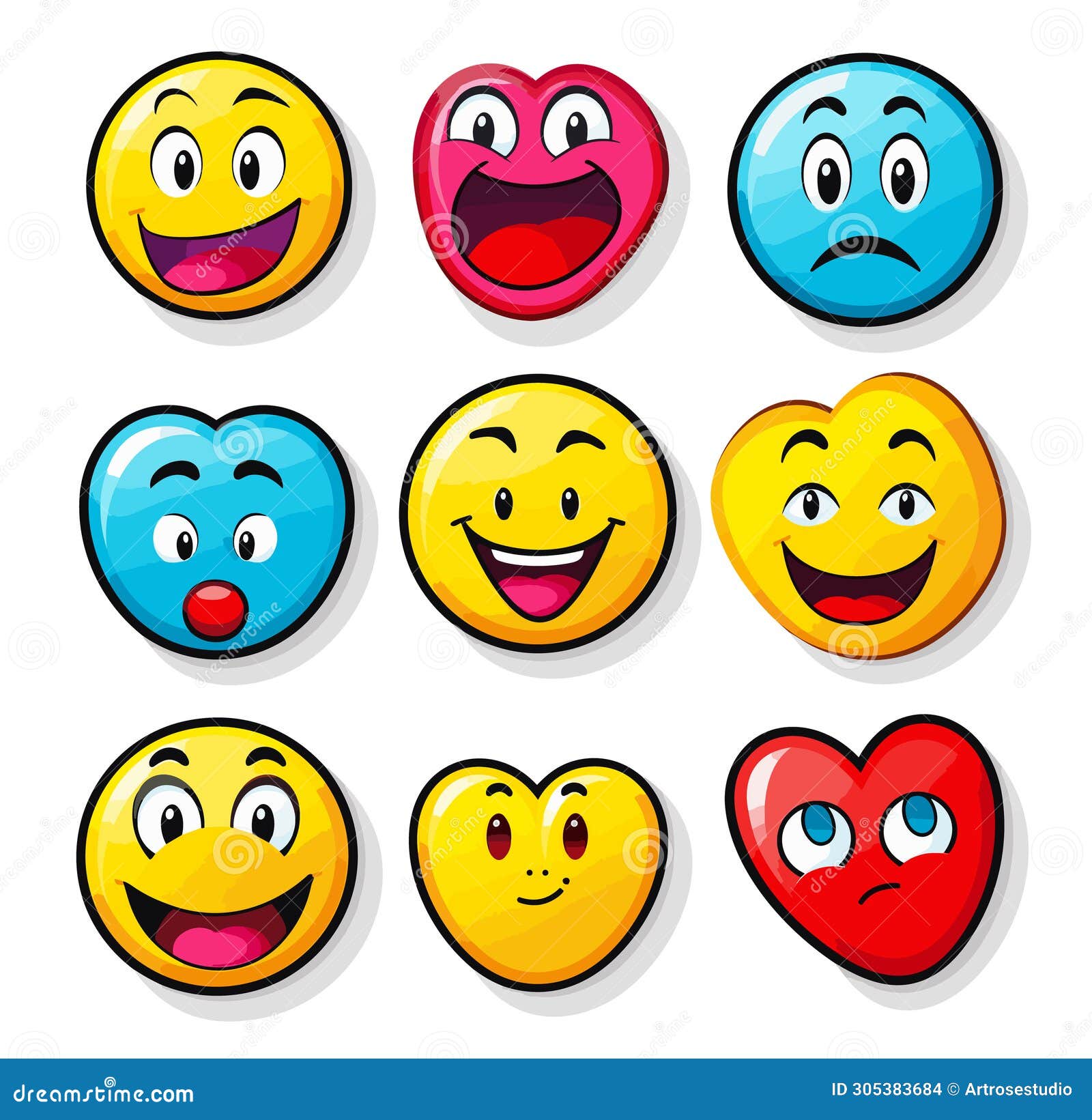 Set of Different Smileys Icons, Vector Illustration in Volume Flat ...