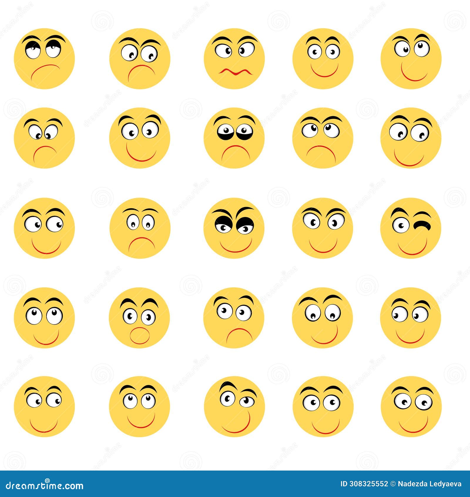 Set of Different Smileys Vector. Stock Vector - Illustration of symbol ...
