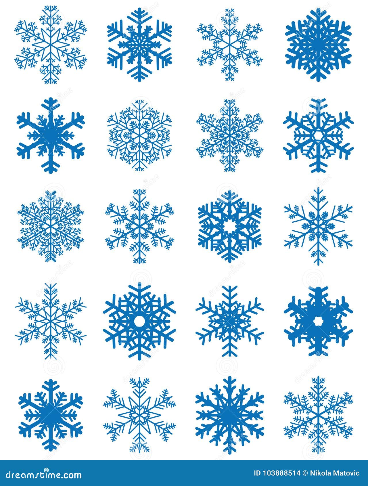 Set of Different Snowflakes Stock Illustration - Illustration of cool ...