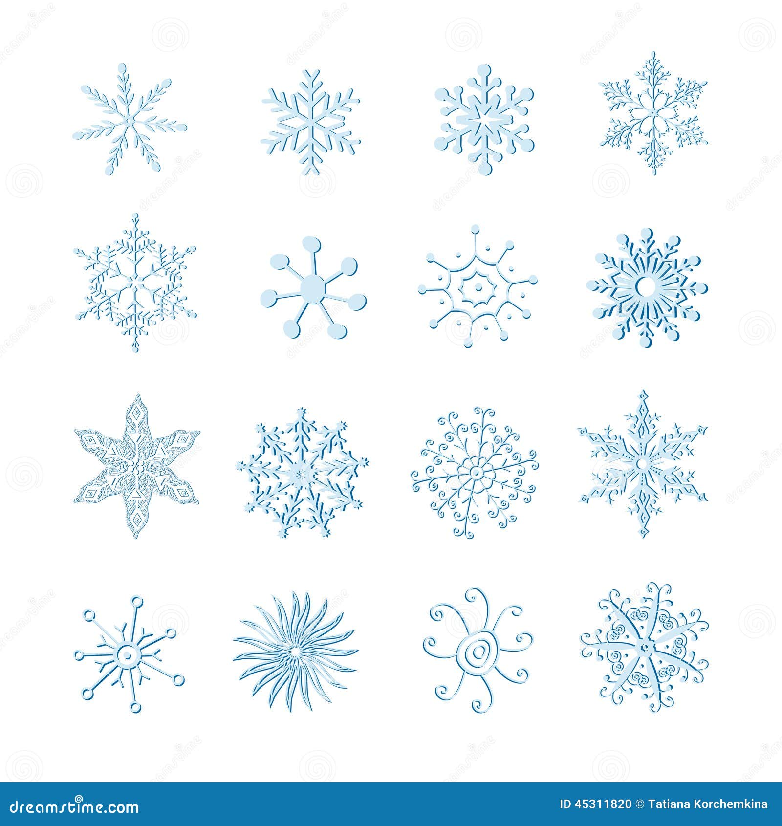 Set of Different Snowflakes Stock Vector - Illustration of background ...