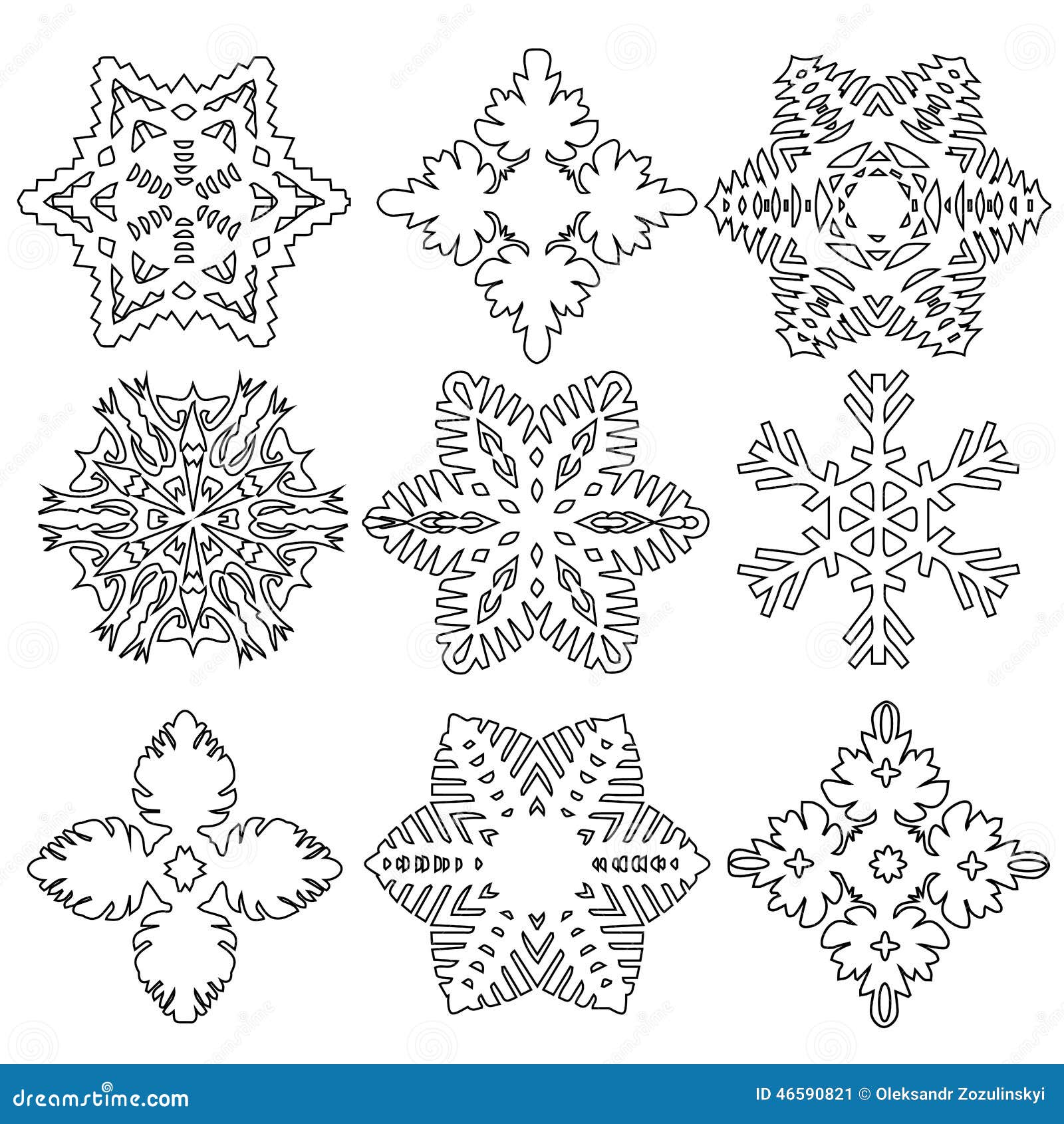 Set of Different Snowflakes. Raster Stock Illustration - Illustration ...
