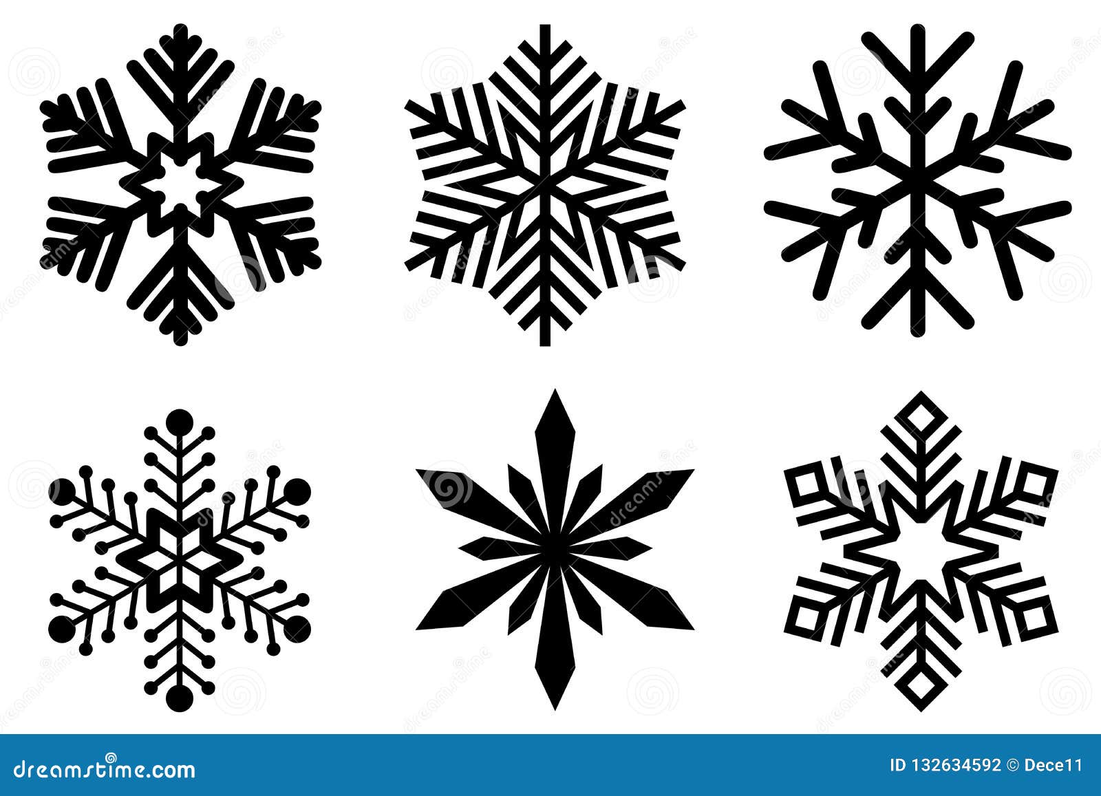 Set of Different Snowflakes Stock Vector - Illustration of celebration ...