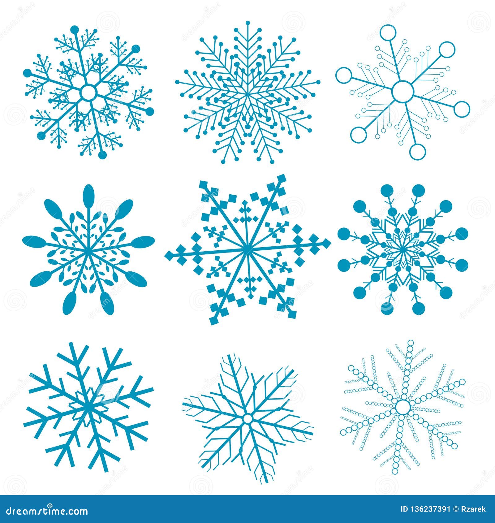 Set of Different Snowflakes. Vector Illustration Stock Vector ...