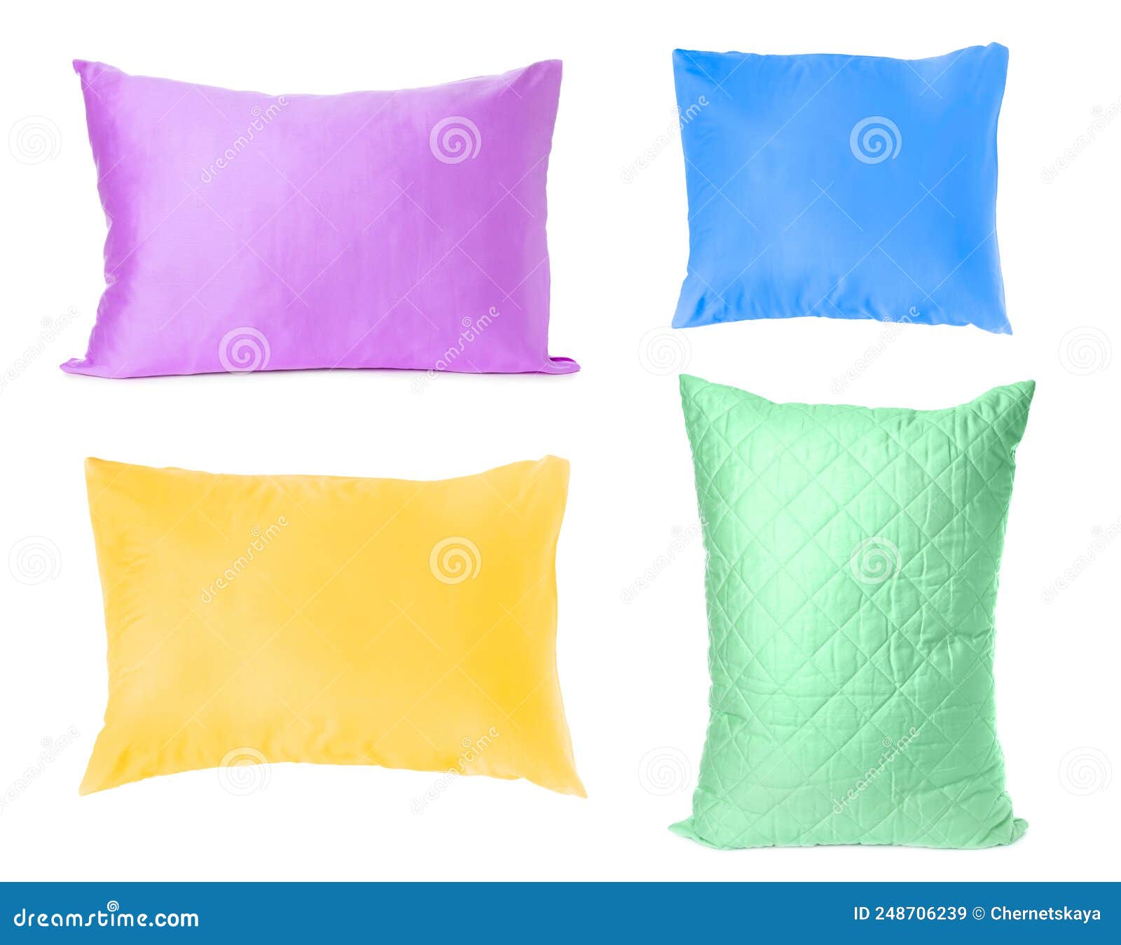 Set with Different Soft Pillows on White Background Stock Image - Image ...