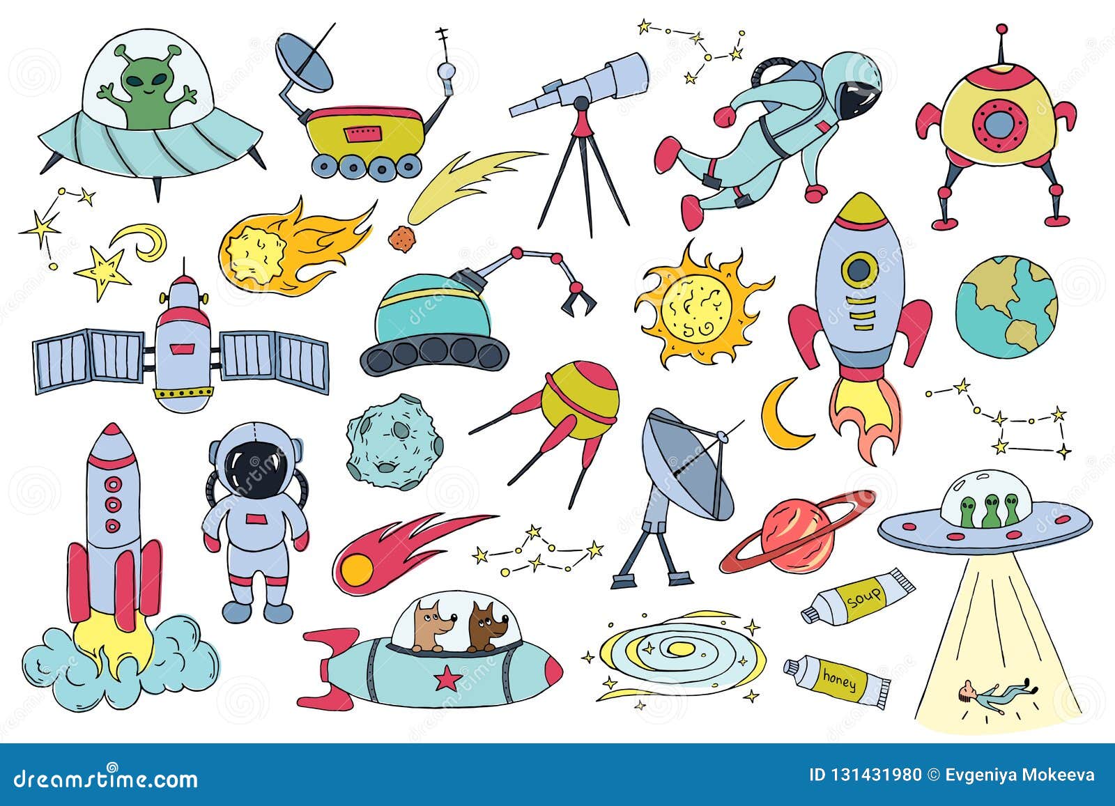 Set of Different Space Objects. Hand Drawn Sketch Stock Illustration ... Set of Different Space Objects. Hand Drawn Sketch Stock Illustration ...