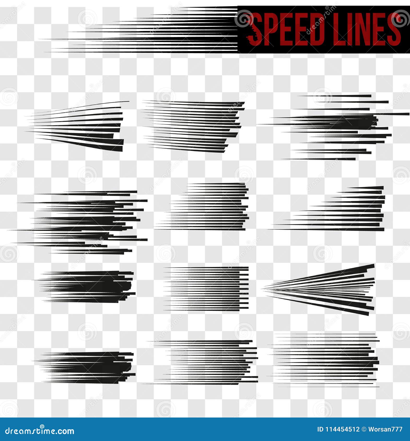 Set Of Different Speed Lines On Transparent Background. Comic Frame ...