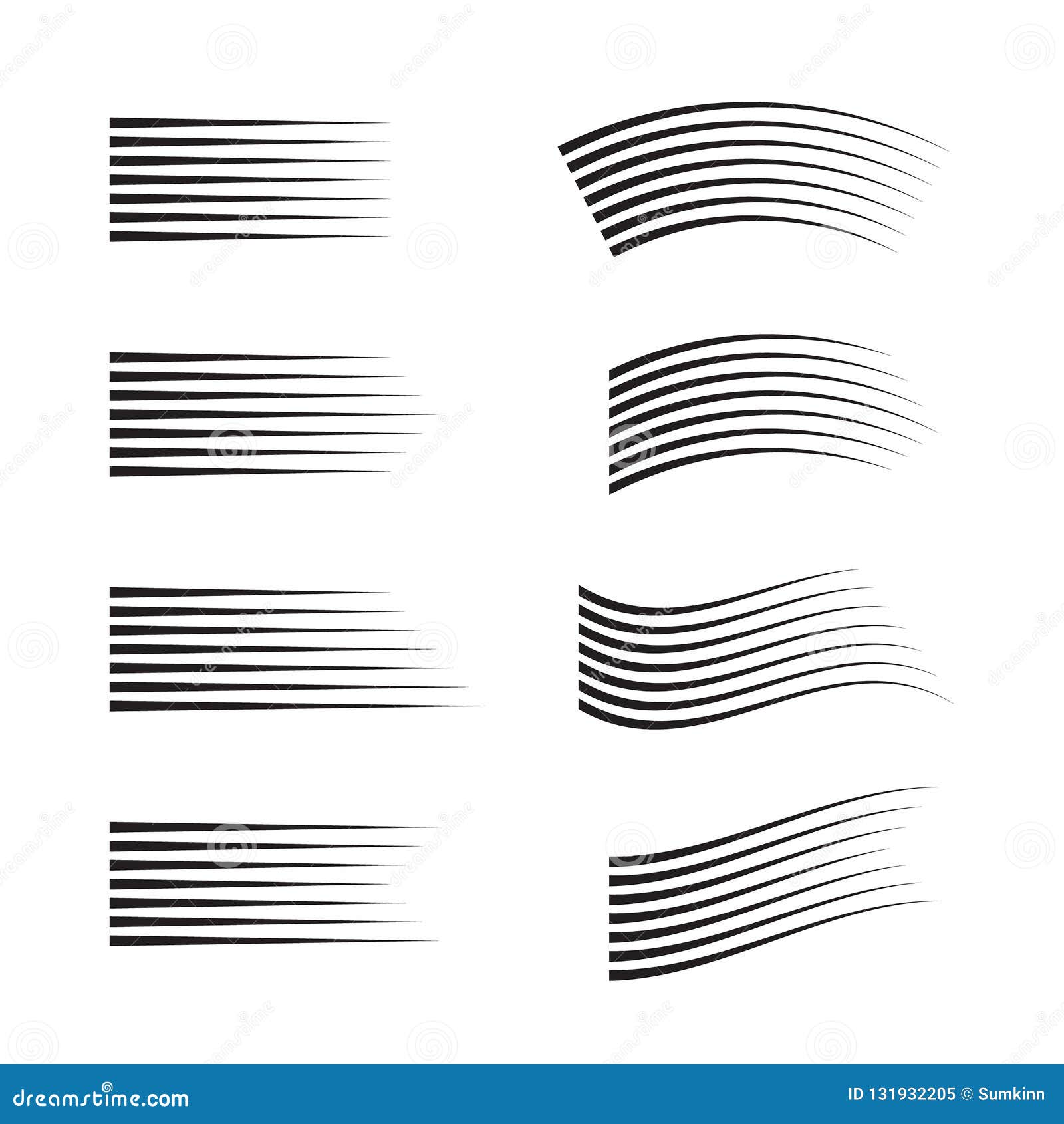 Set of Different Speed Lines. Stock Vector - Illustration of effect ...