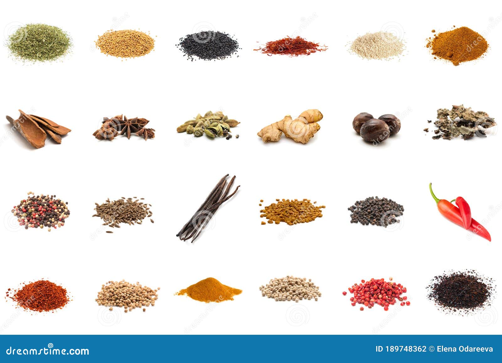 Set of different spices stock photo. Image of background - 189748362