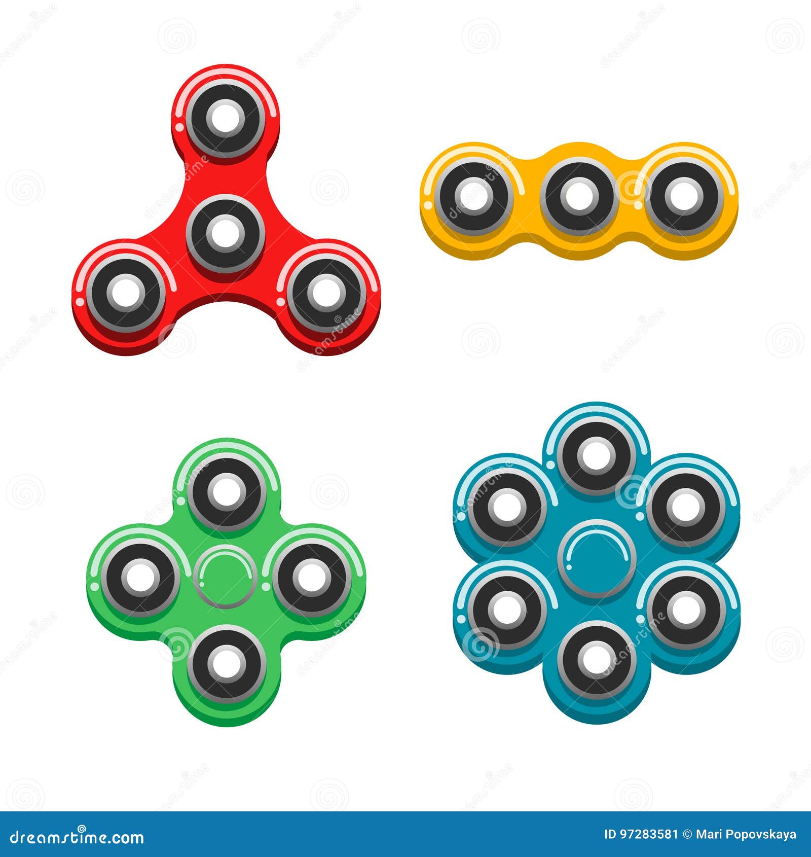 A Set of Different Spinners Stock Vector - Illustration of ...