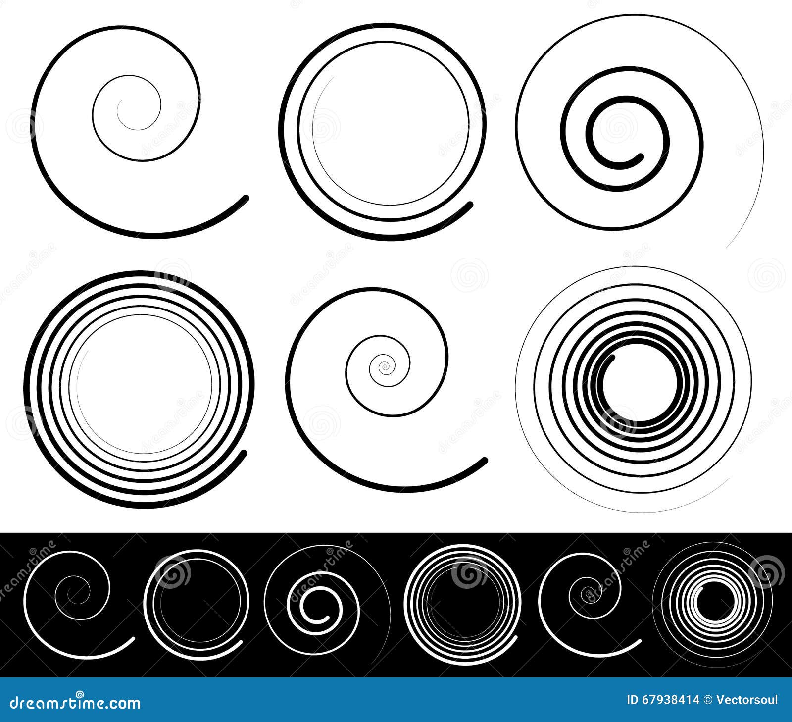 Set of Different Spirals with Stroke Profile Stock Vector ...