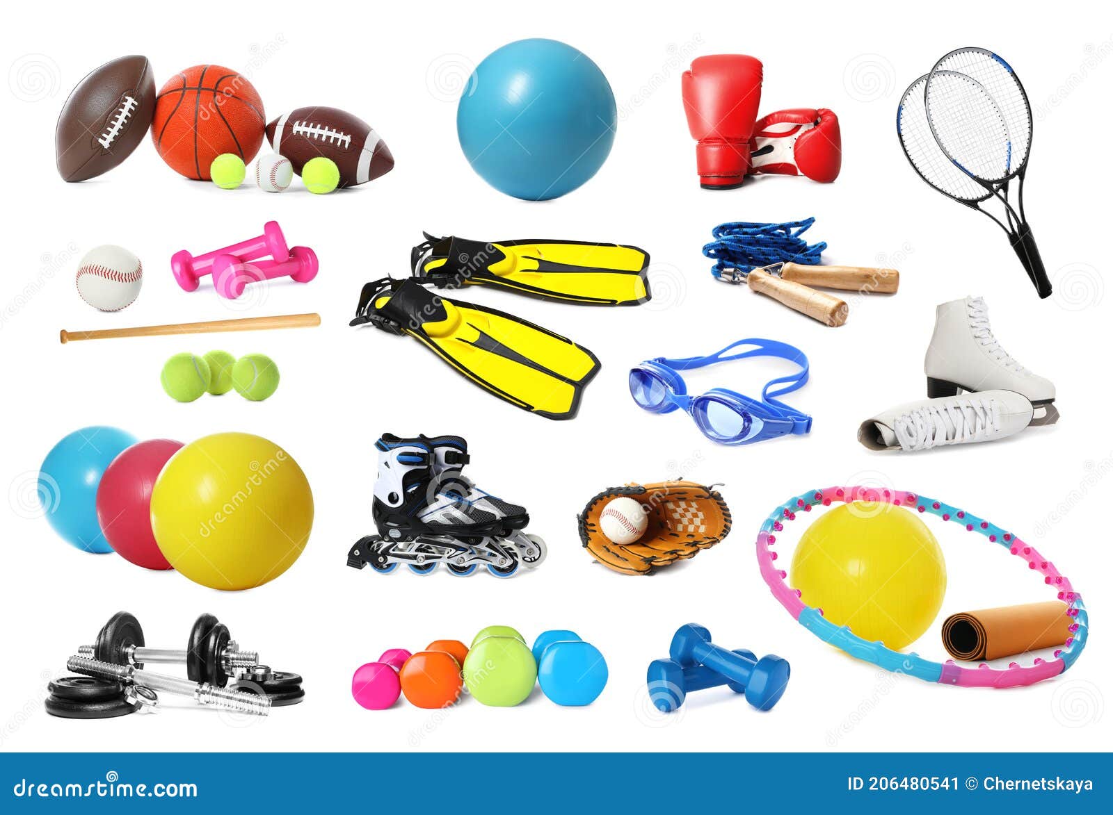 Set of Different Sport Equipment on White Background Stock Image ...