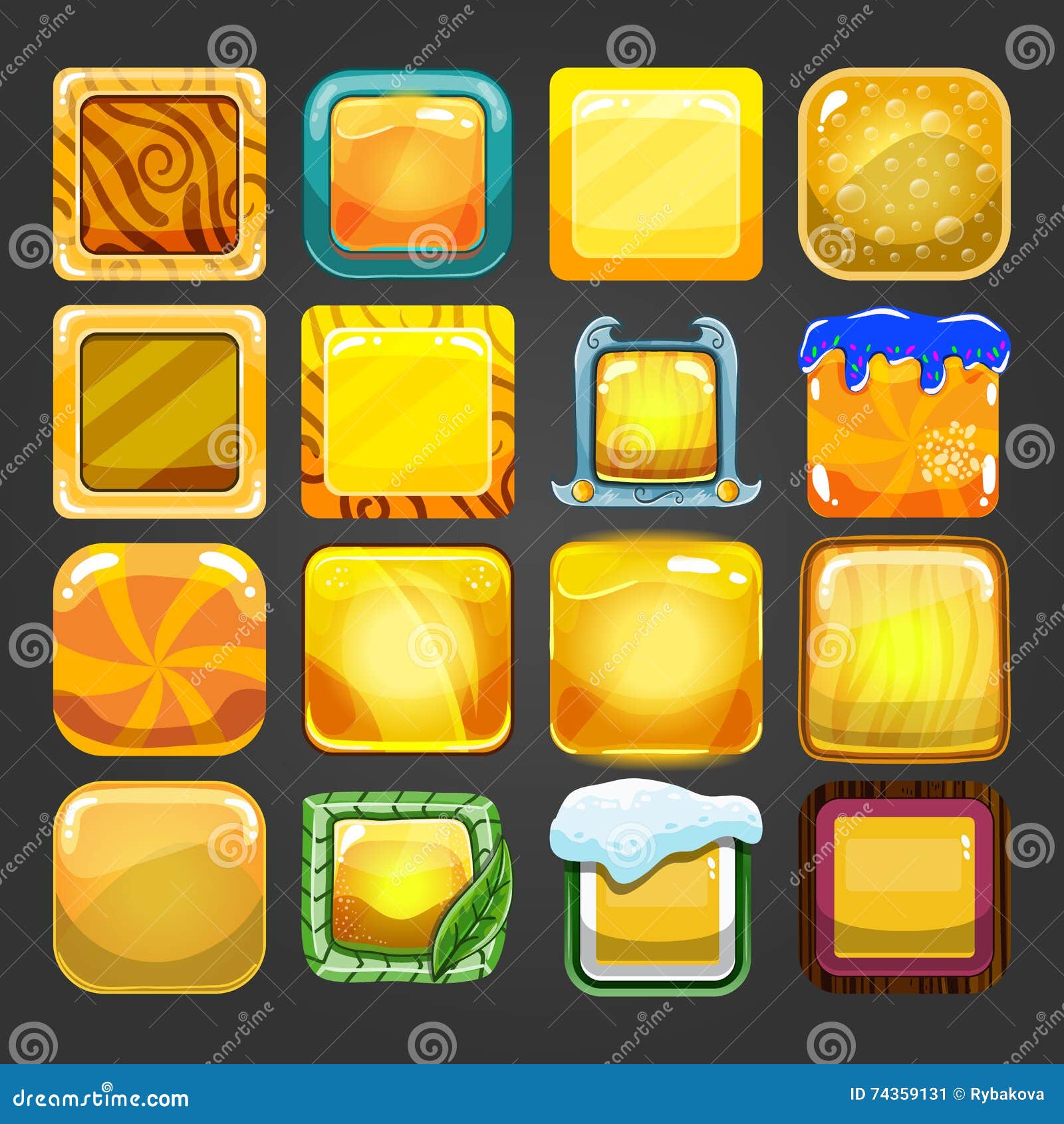 Set of Different Square Buttons 4 Stock Illustration - Illustration of ...