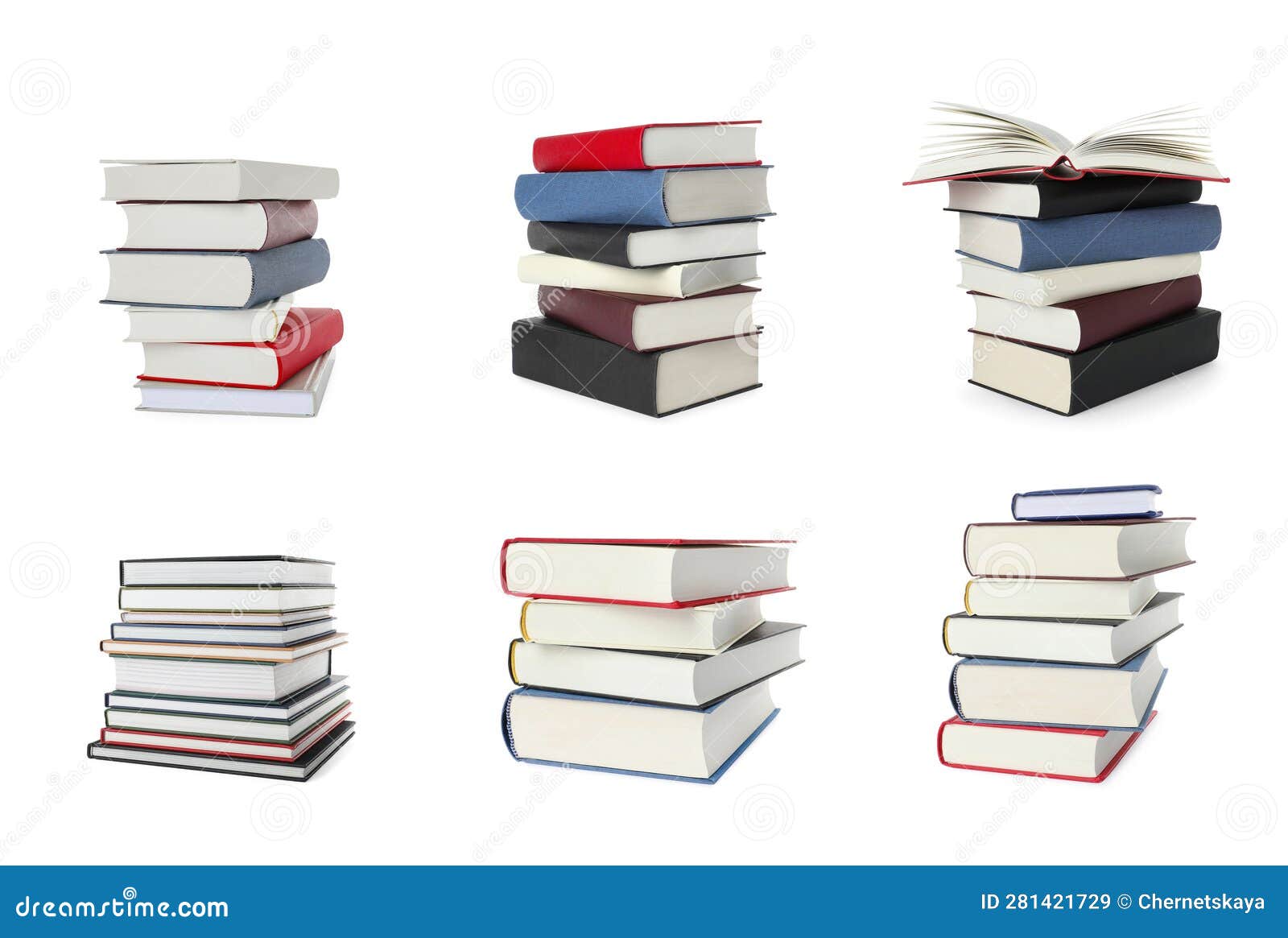 Set of Different Stacked Books Isolated on White Stock Image - Image of ...