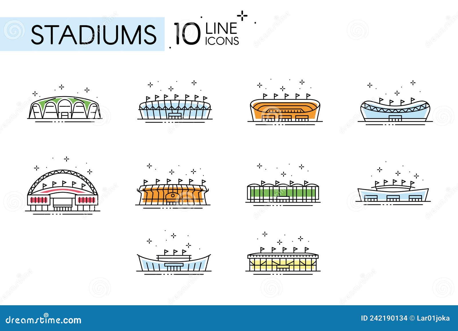 Set of Different Stadium Icons Side View Vector Stock Vector ...