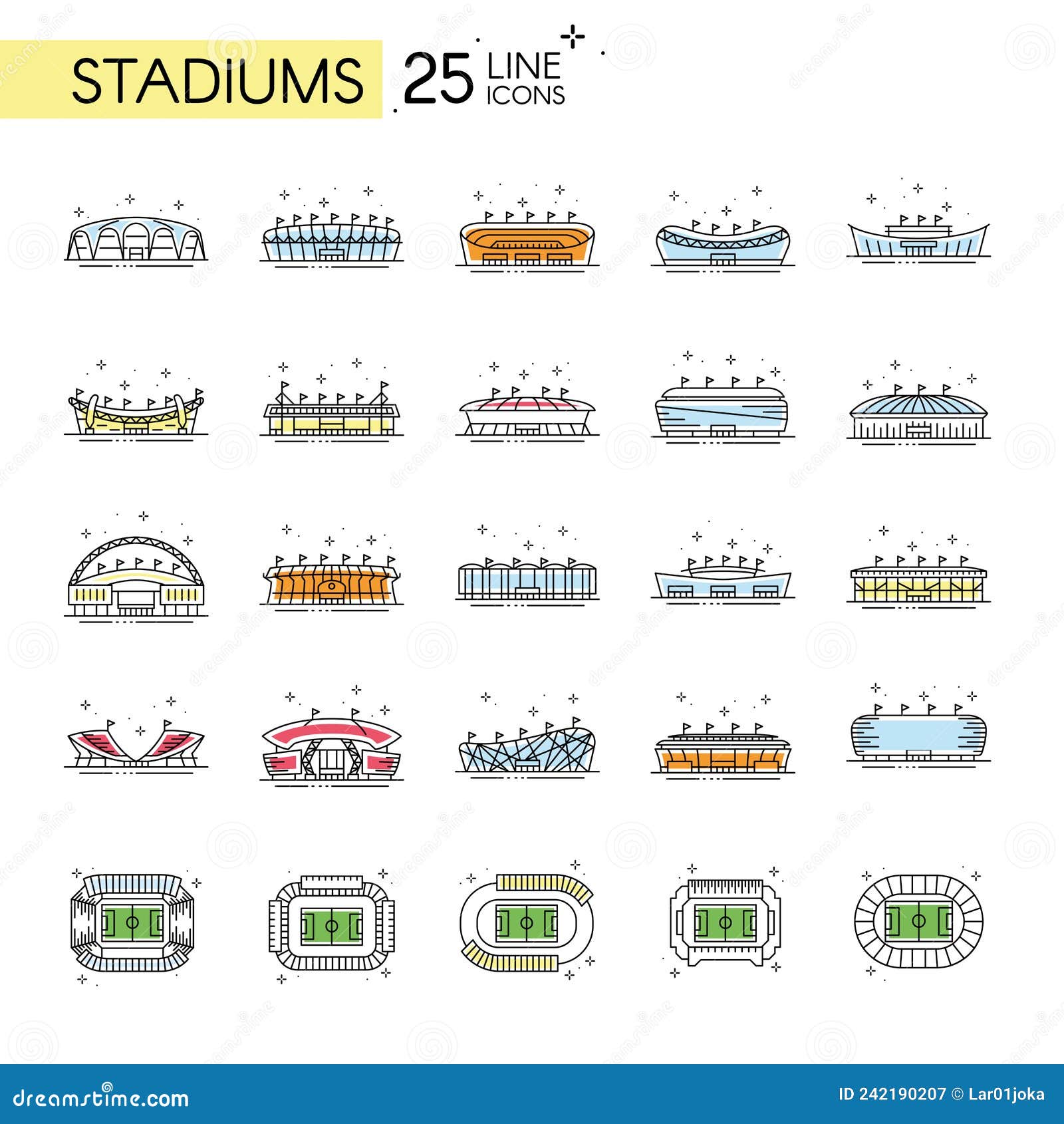 Set of Different Stadium Icons Side View Vector Stock Vector ...
