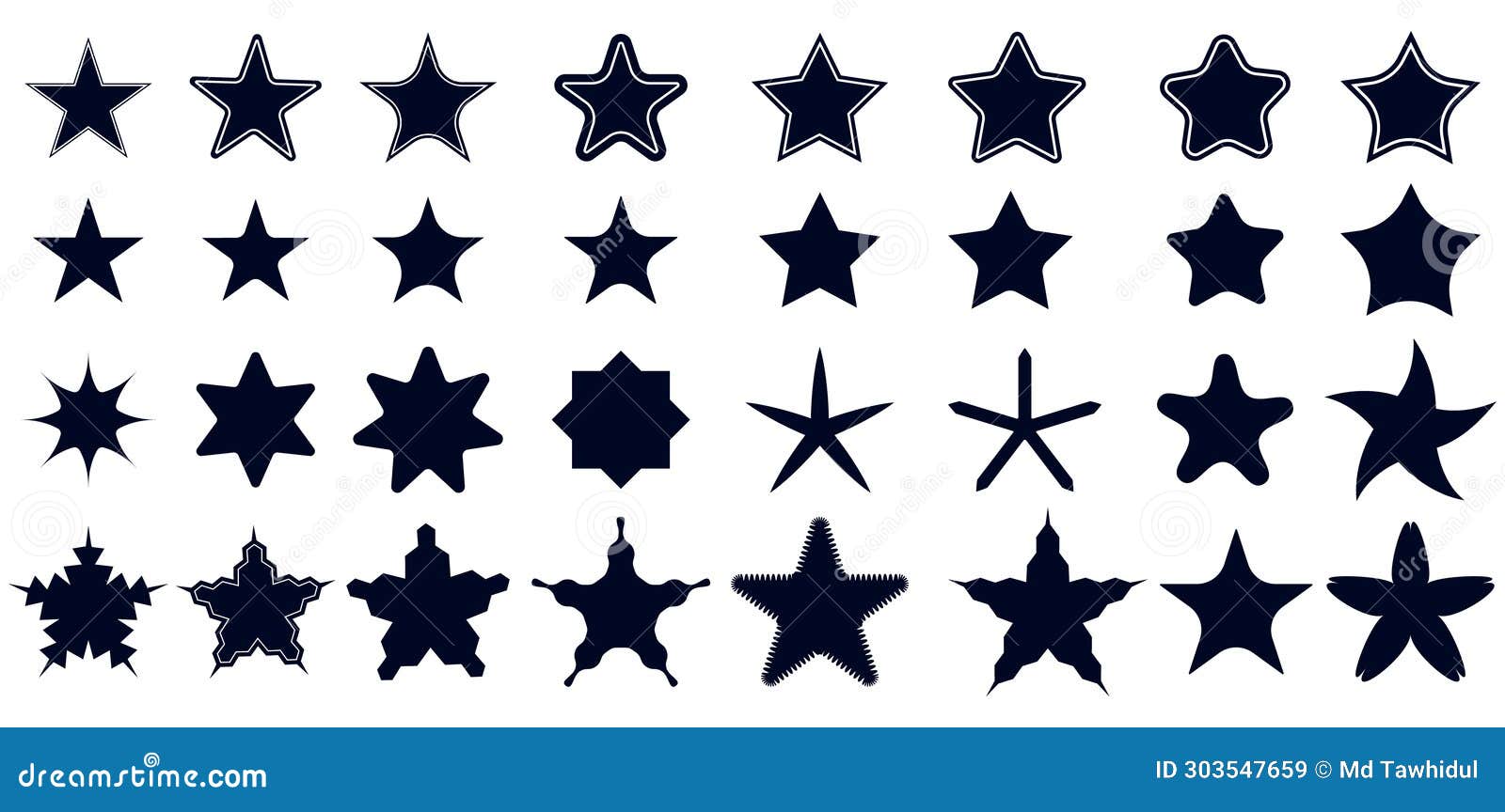 Set of different stars stock illustration. Illustration of black ...