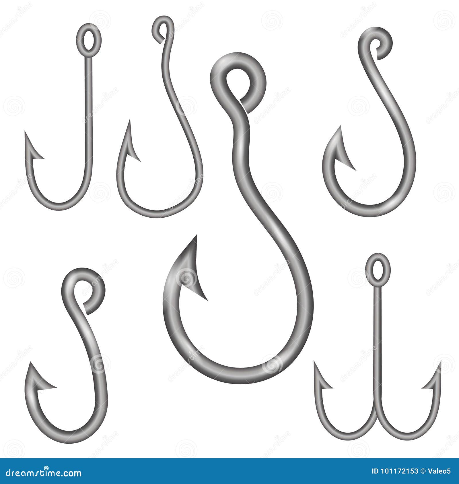 Set Of Different Steel Hooks Cartoon Vector | CartoonDealer.com #101172153