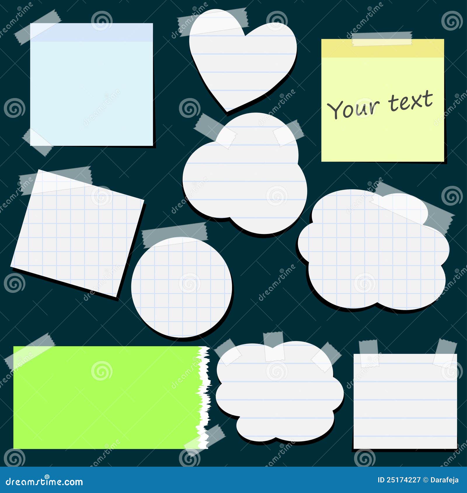 Set of Different Stickers with Scotch Tape Stock Vector - Illustration ...