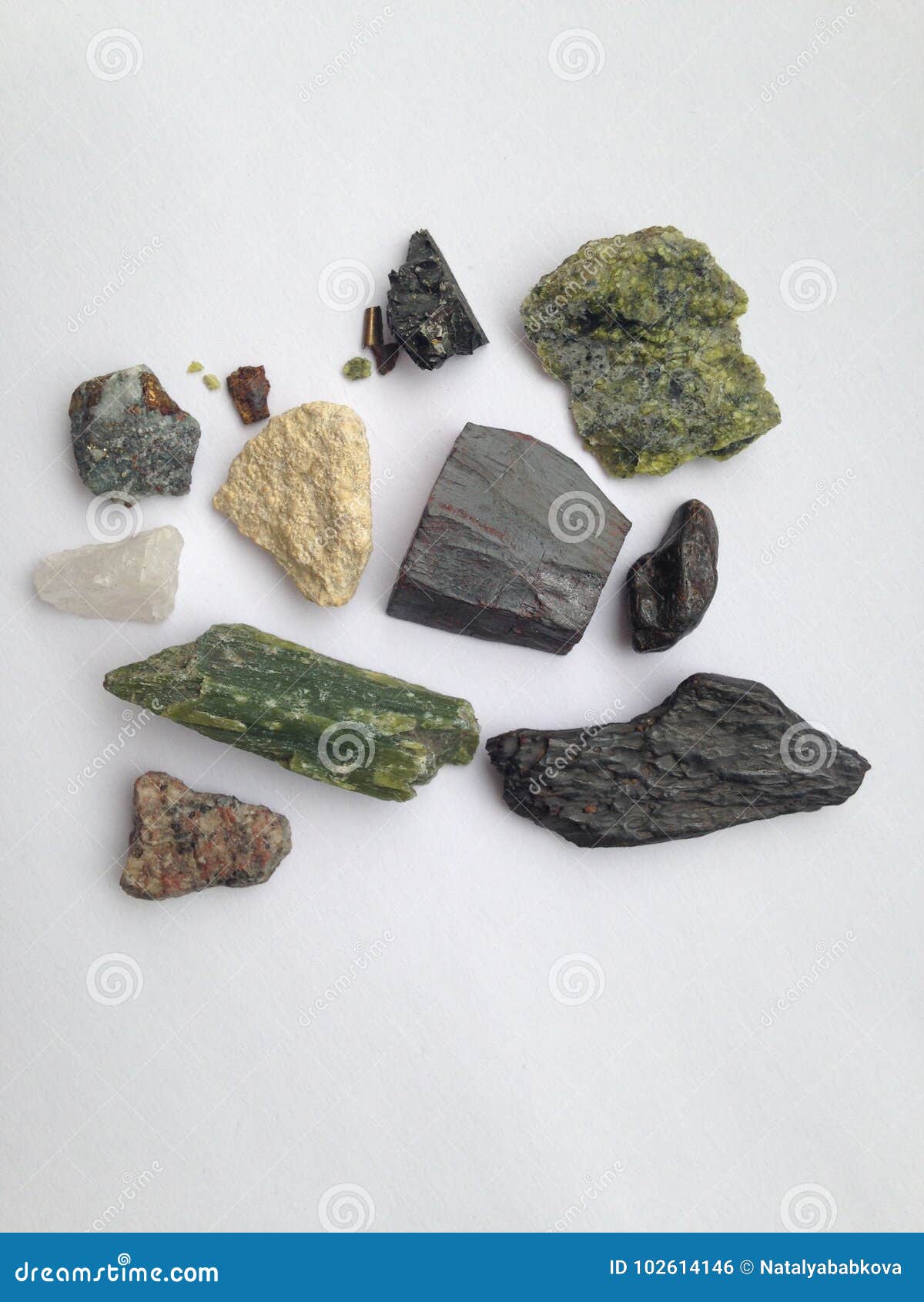 Different Stones, Precious And Rocks On A Beige Background. Gemological ...