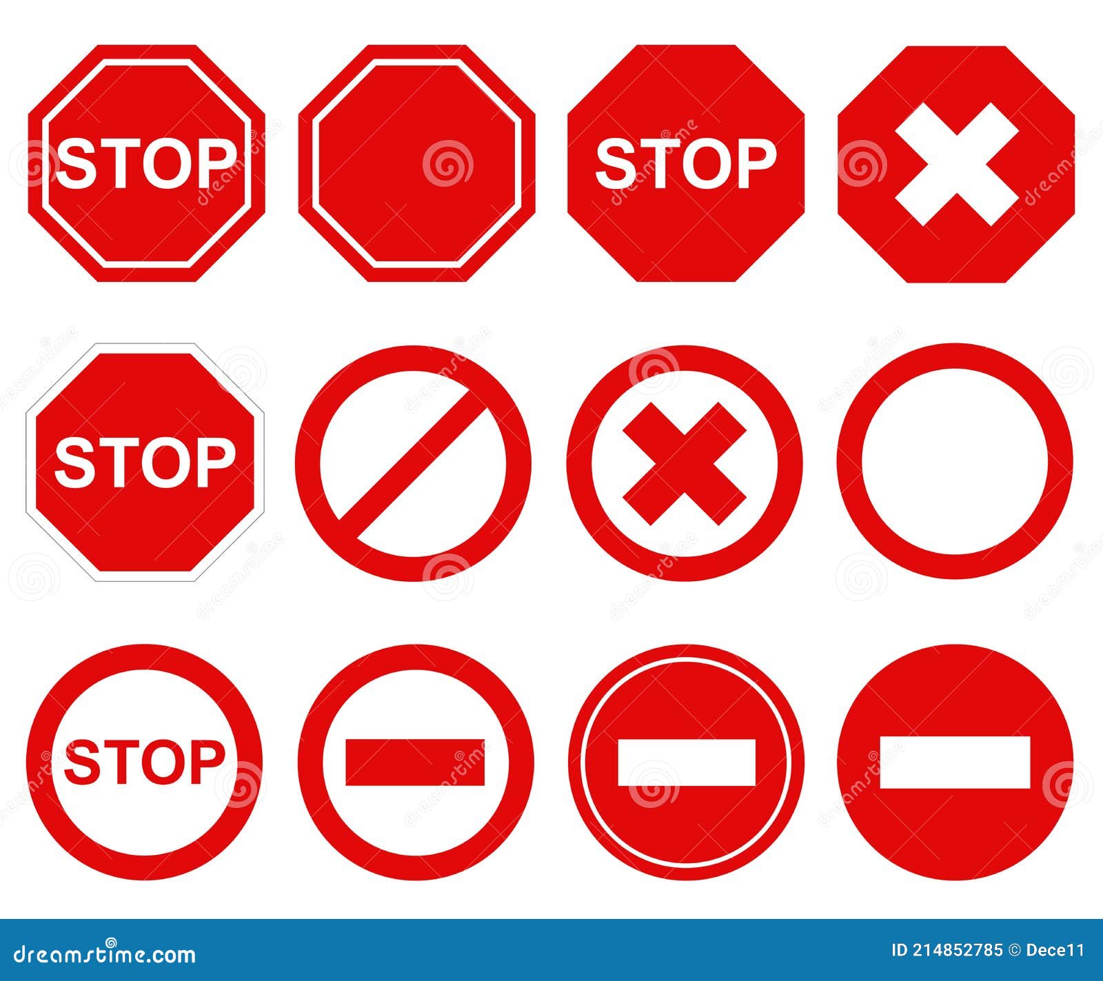 Set of Different Stop Signs Stock Vector - Illustration of hazard ...