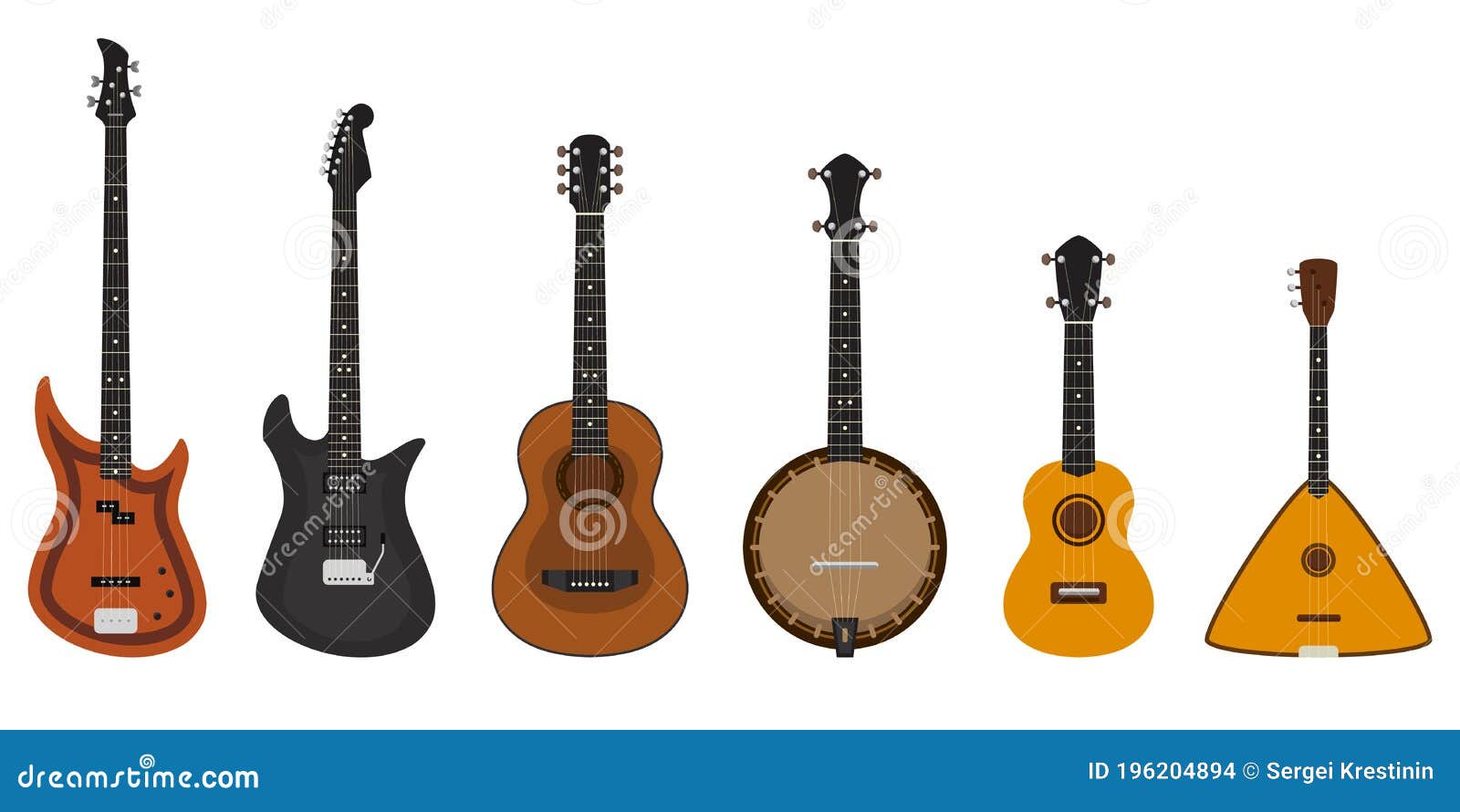 Set of Different Stringed Instruments Stock Illustration - Illustration ...