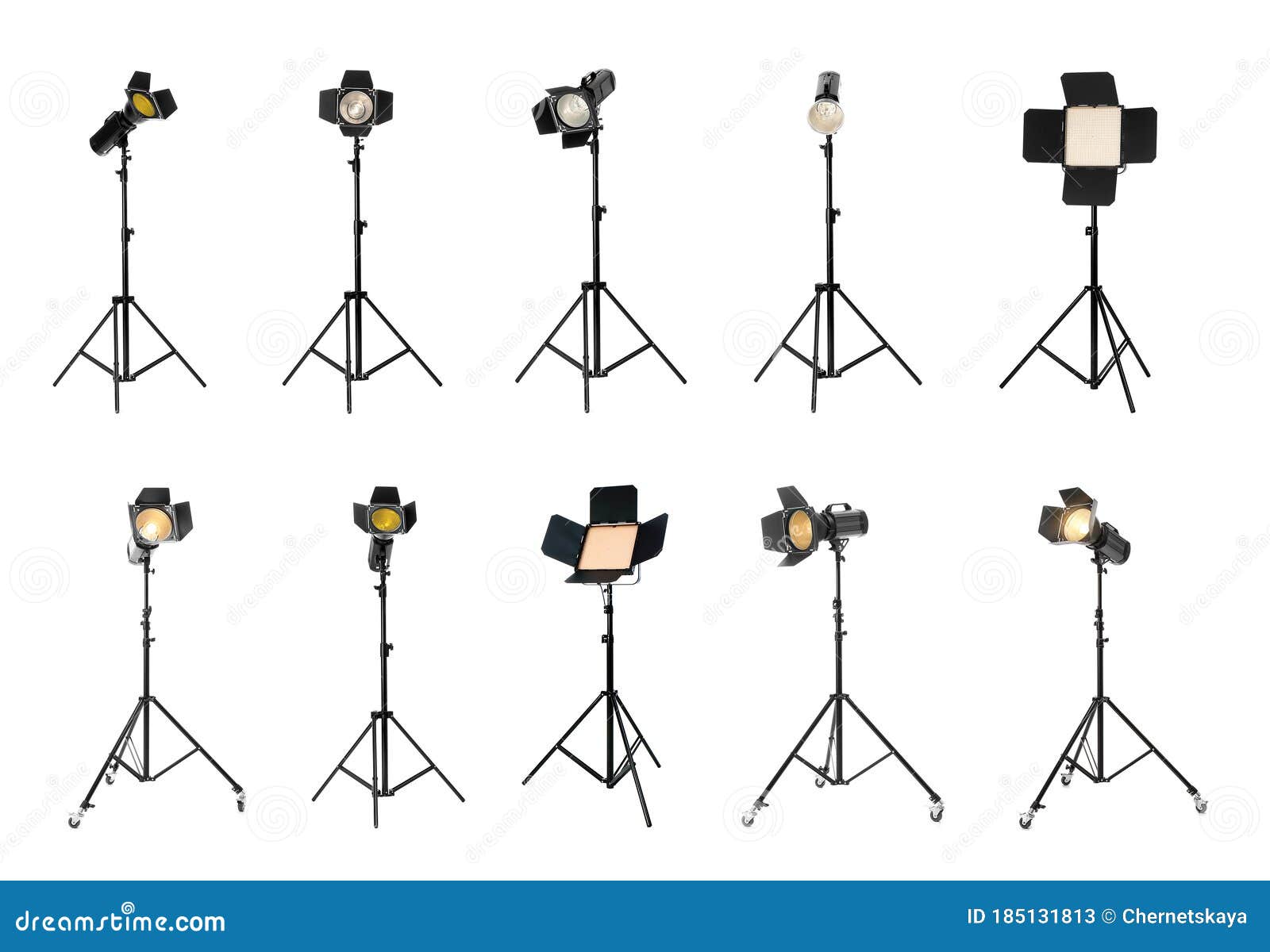 Set with Different Studio Lightings on Background Stock Image - Image ...