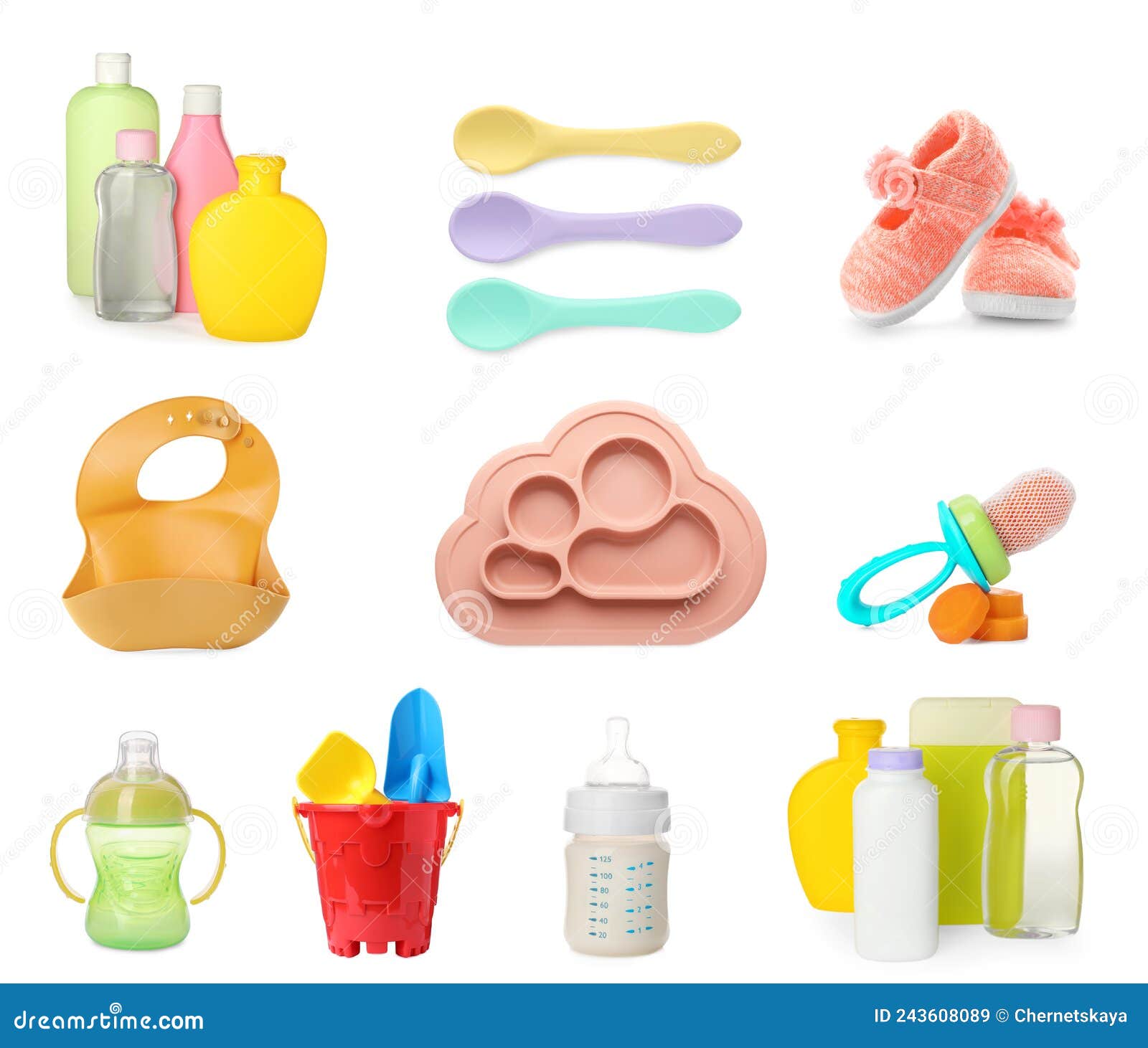 Set with Different Stuff for Baby on White Background Stock Image ...
