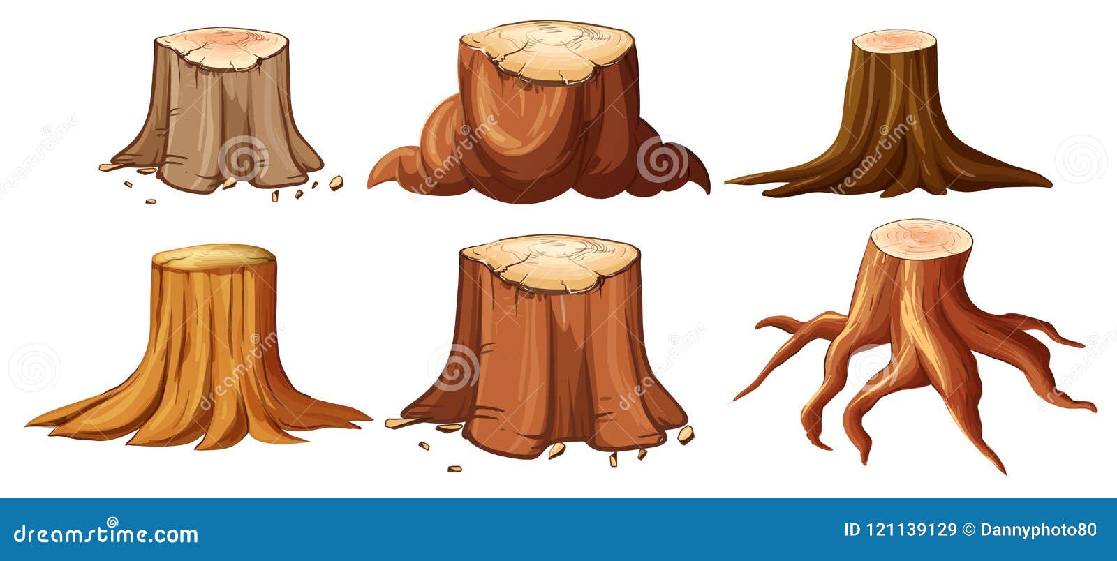 A Set of Different Stump stock vector. Illustration of lumber - 121139129