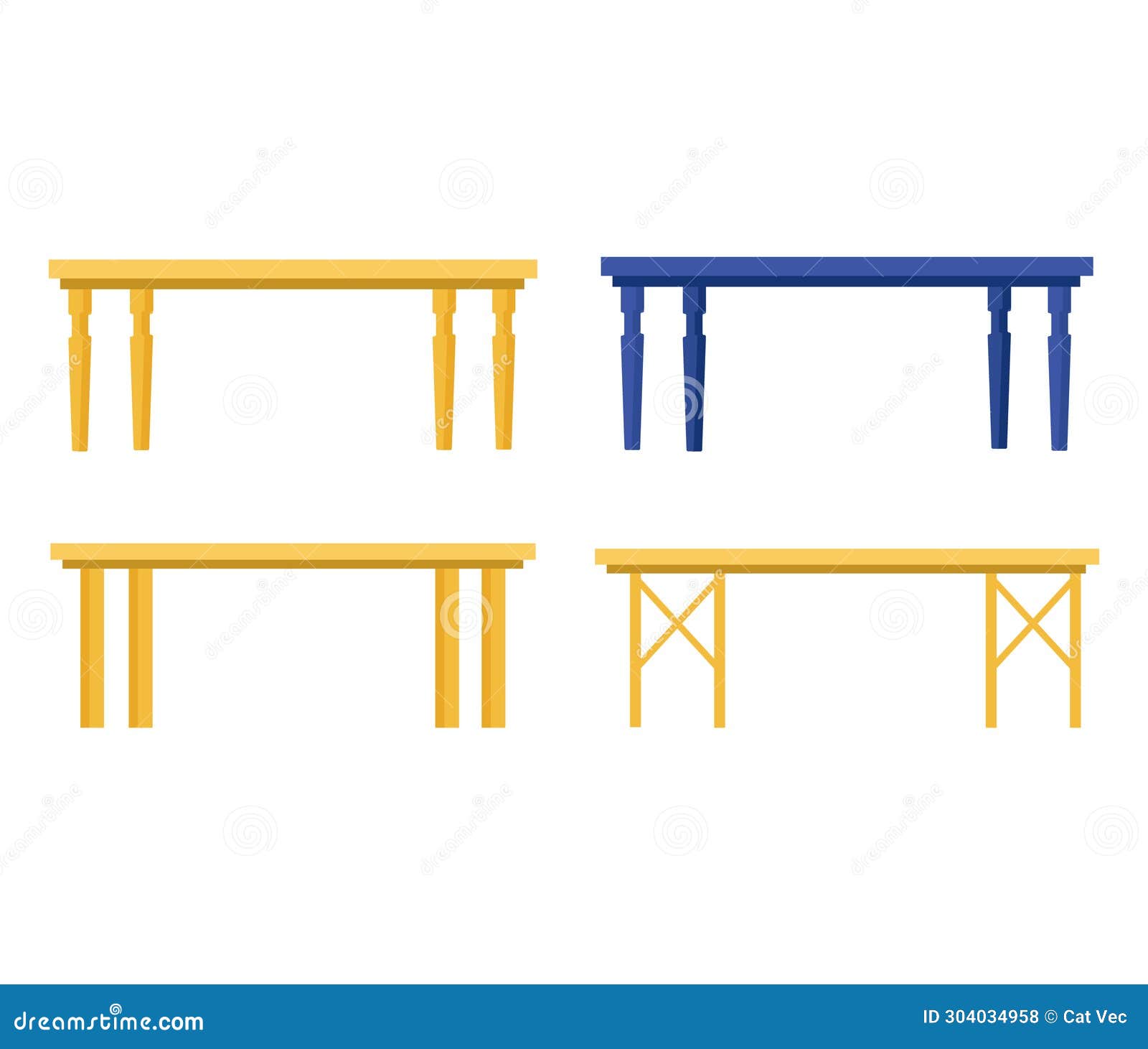 Set of Different Styles of Wooden Tables. Collection of Simple Vector ...