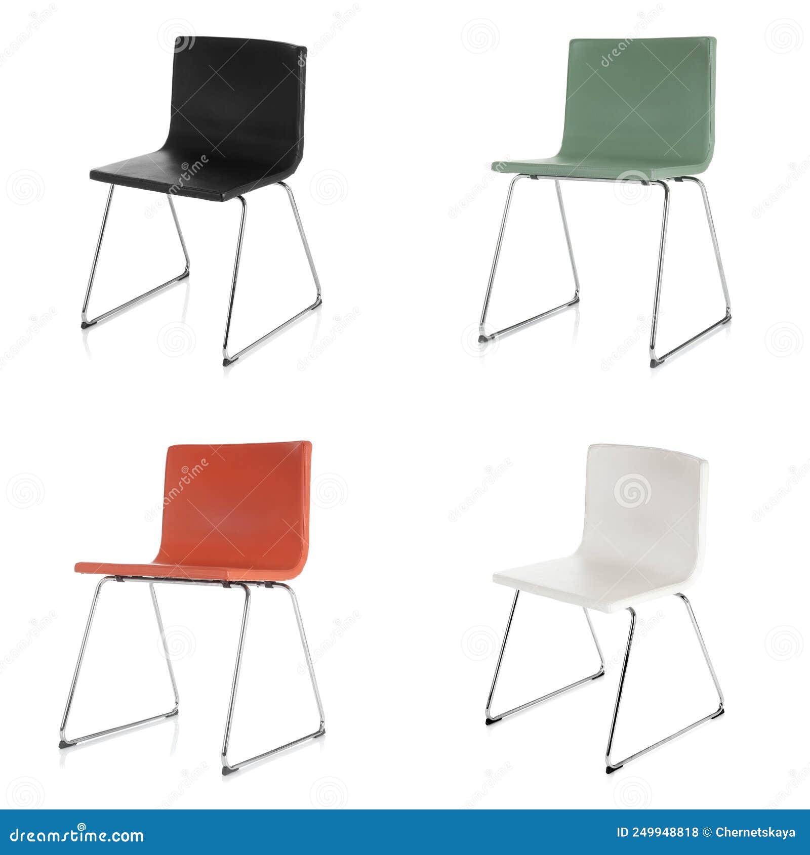 Set with Different Stylish Chairs on White Background Stock Photo ...