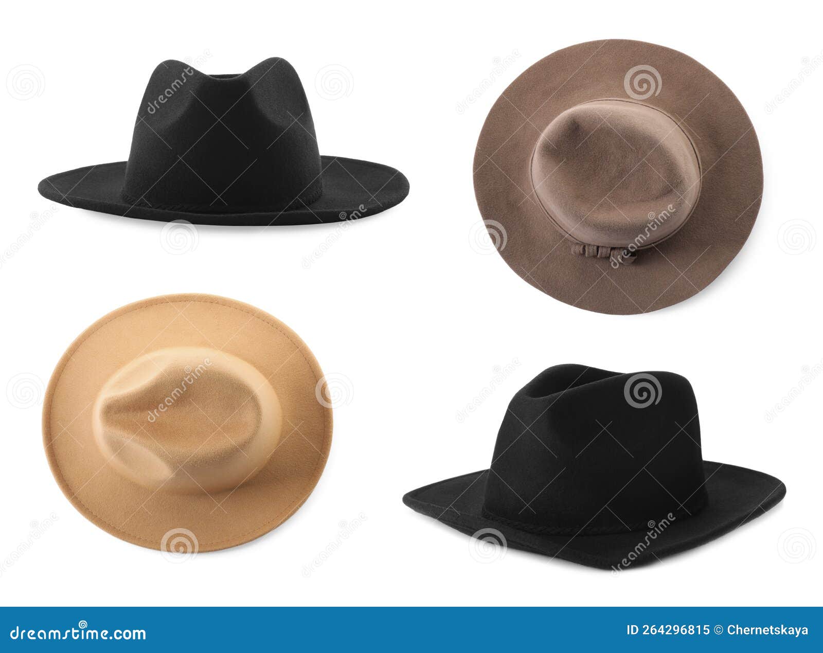 Set with Different Stylish Hats on White Background Stock Image - Image ...