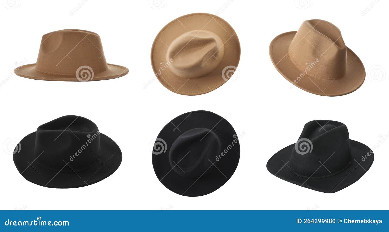 Set with Different Stylish Hats on White Background Stock Photo - Image ...