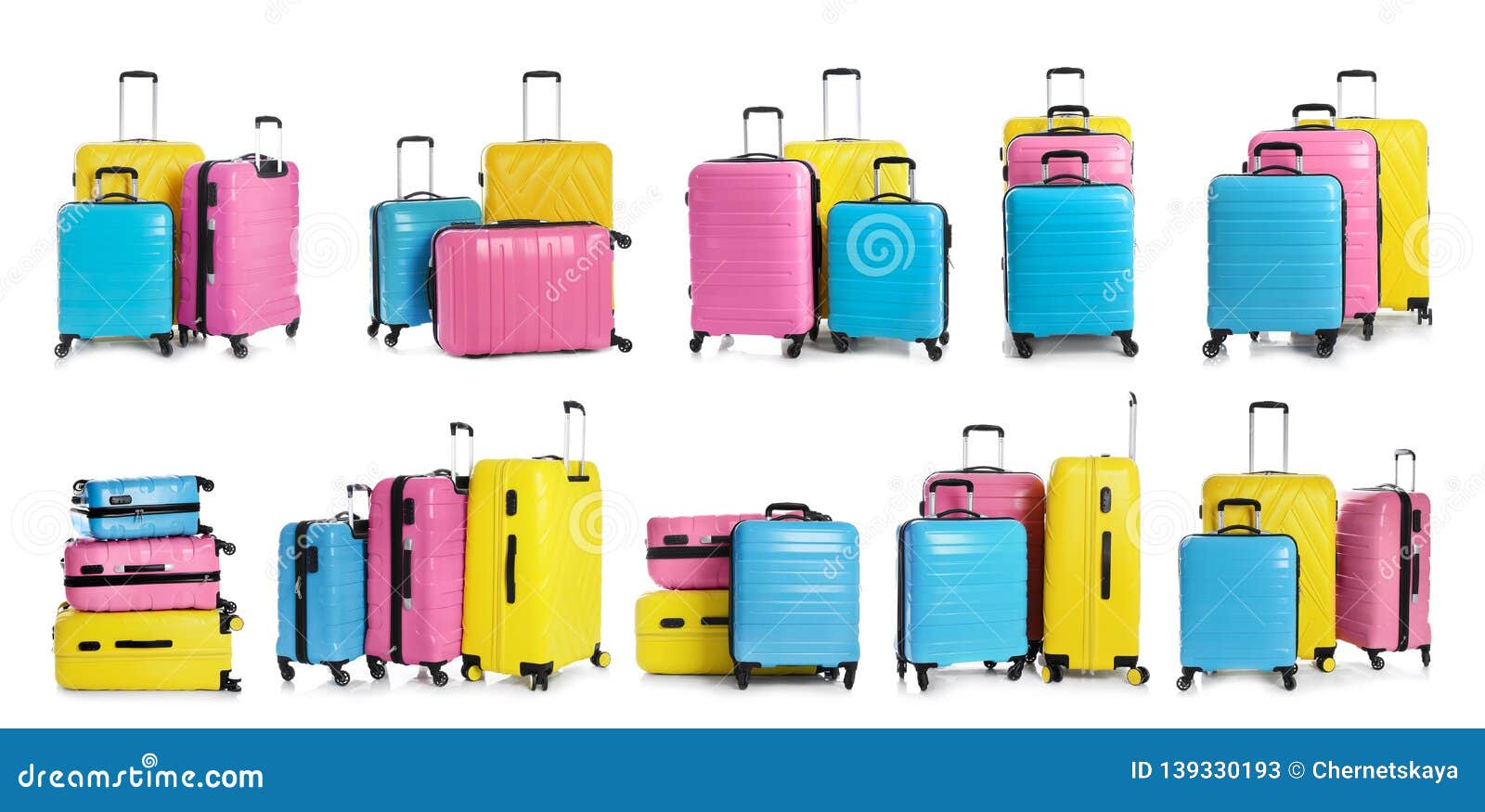 Set of Different Suitcases for Travelling Stock Image - Image of ...