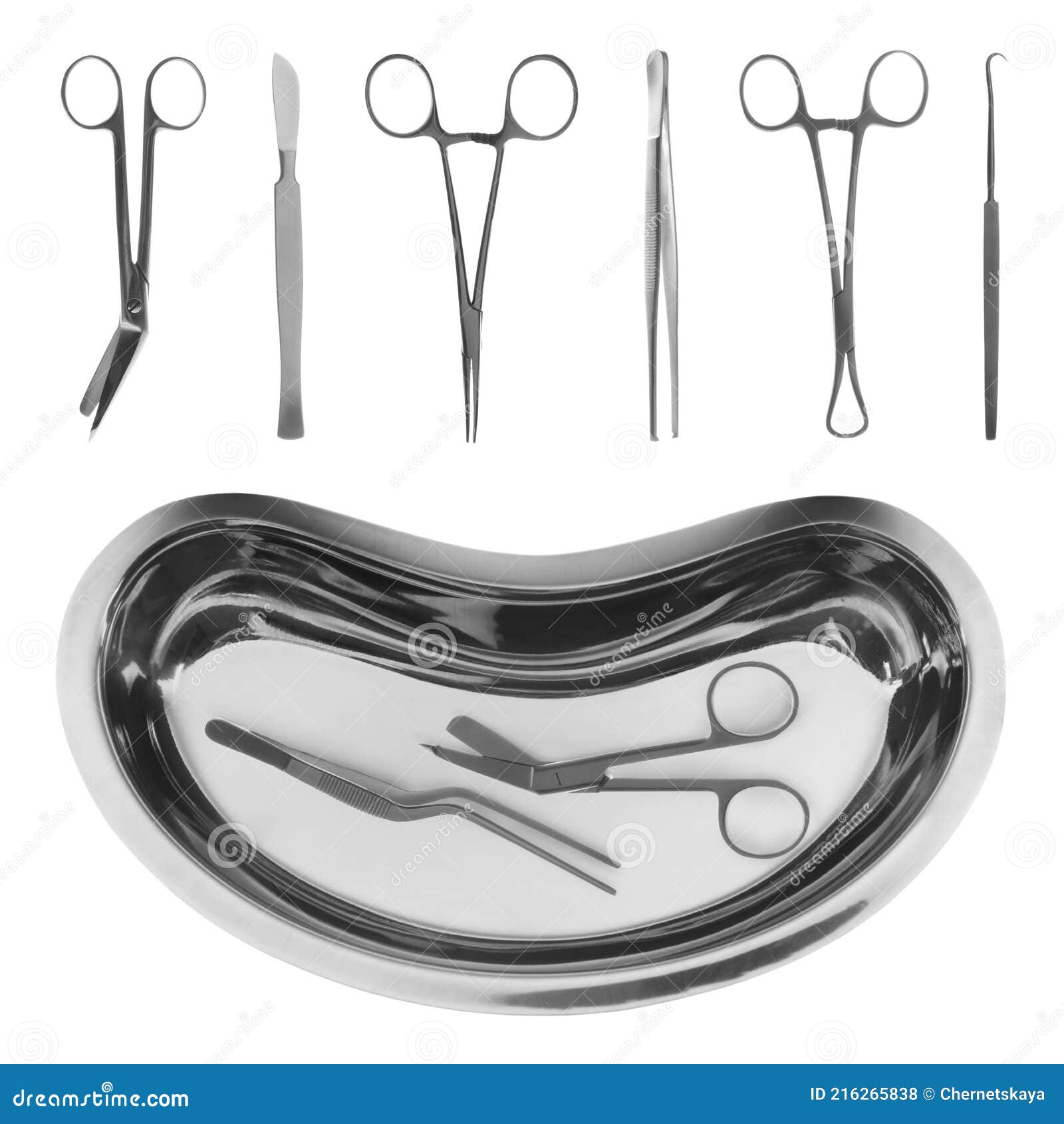Set with Different Surgical Instruments on White Background Stock Photo ...