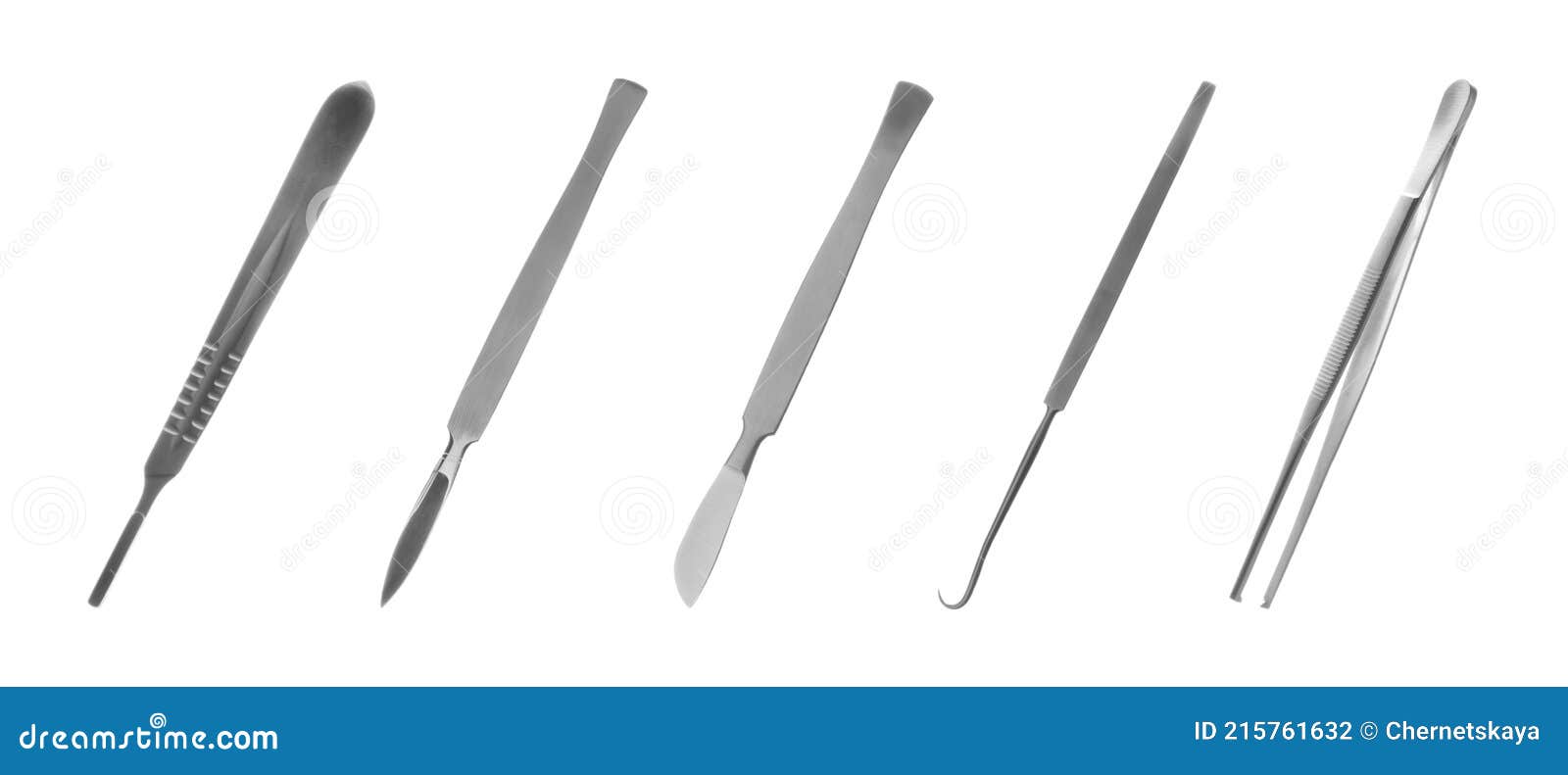 Set with Different Surgical Instruments on White Background. Banner ...