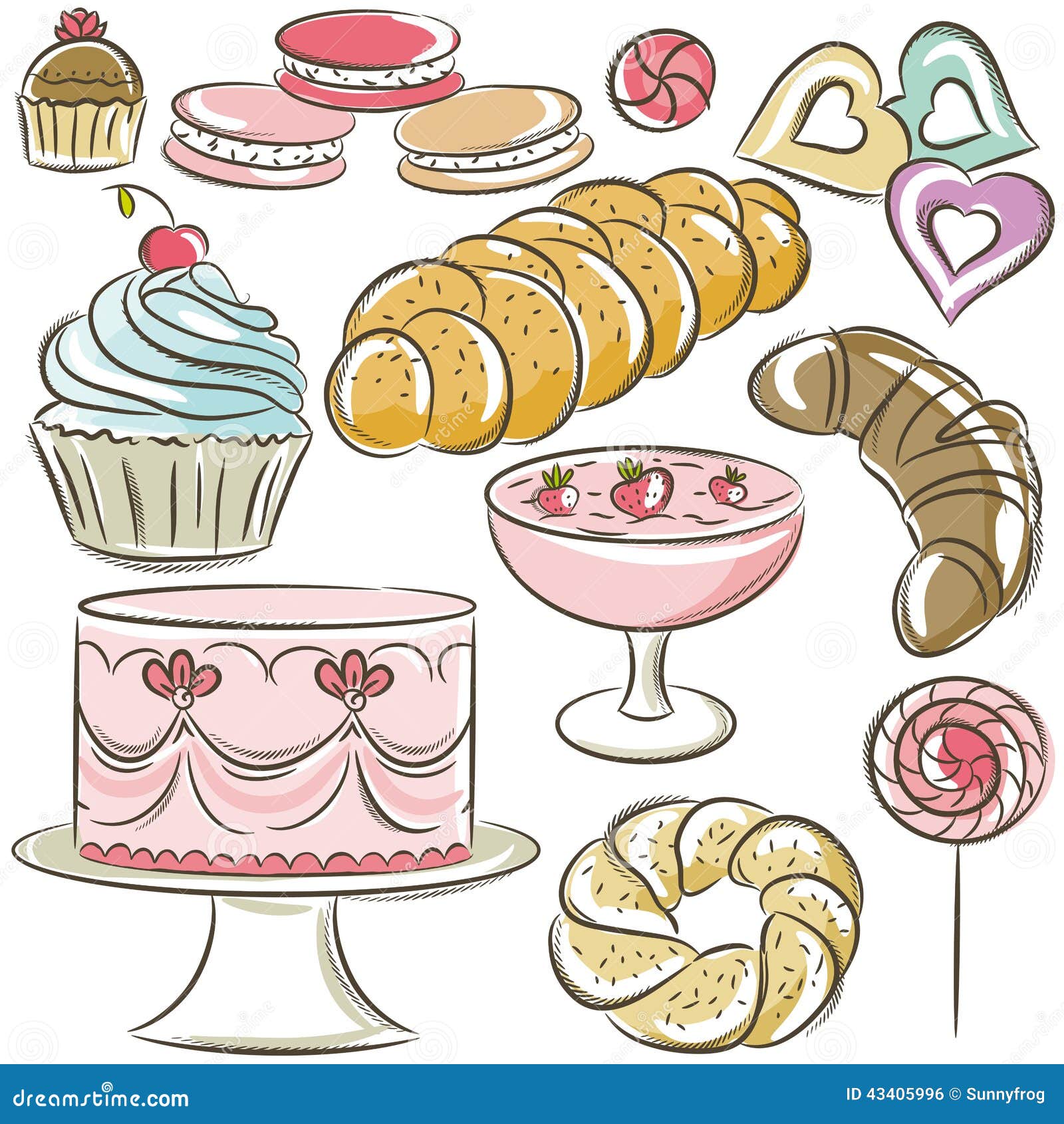 Set of Different Sweetmeats Stock Vector - Illustration of restaurant ...