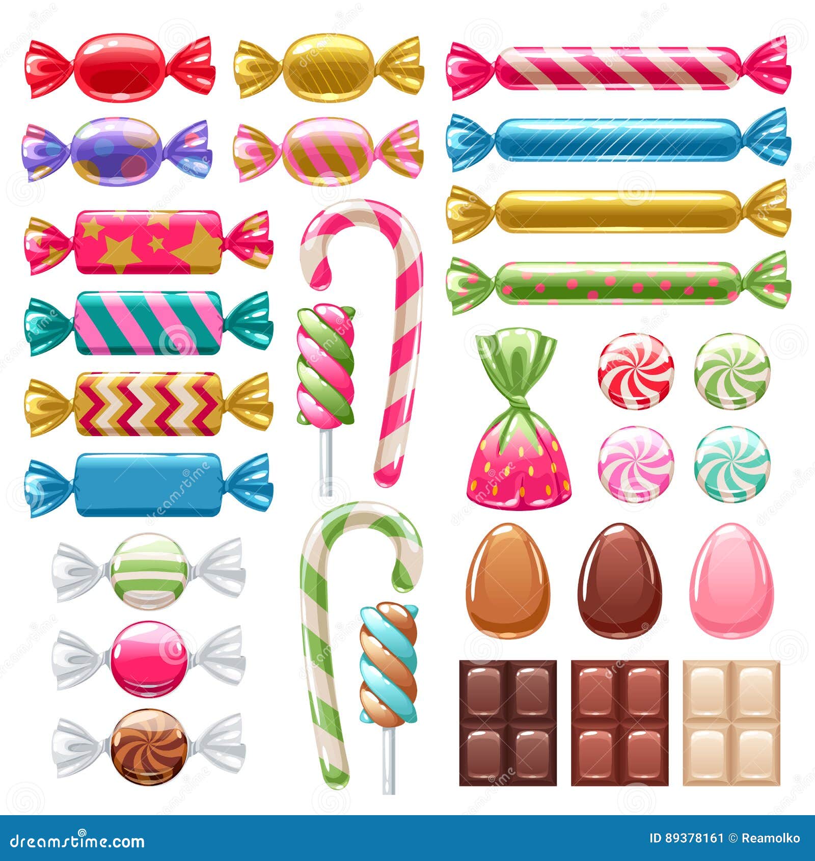 Set of Different Sweets. Assorted Candies. Stock Vector - Illustration ...
