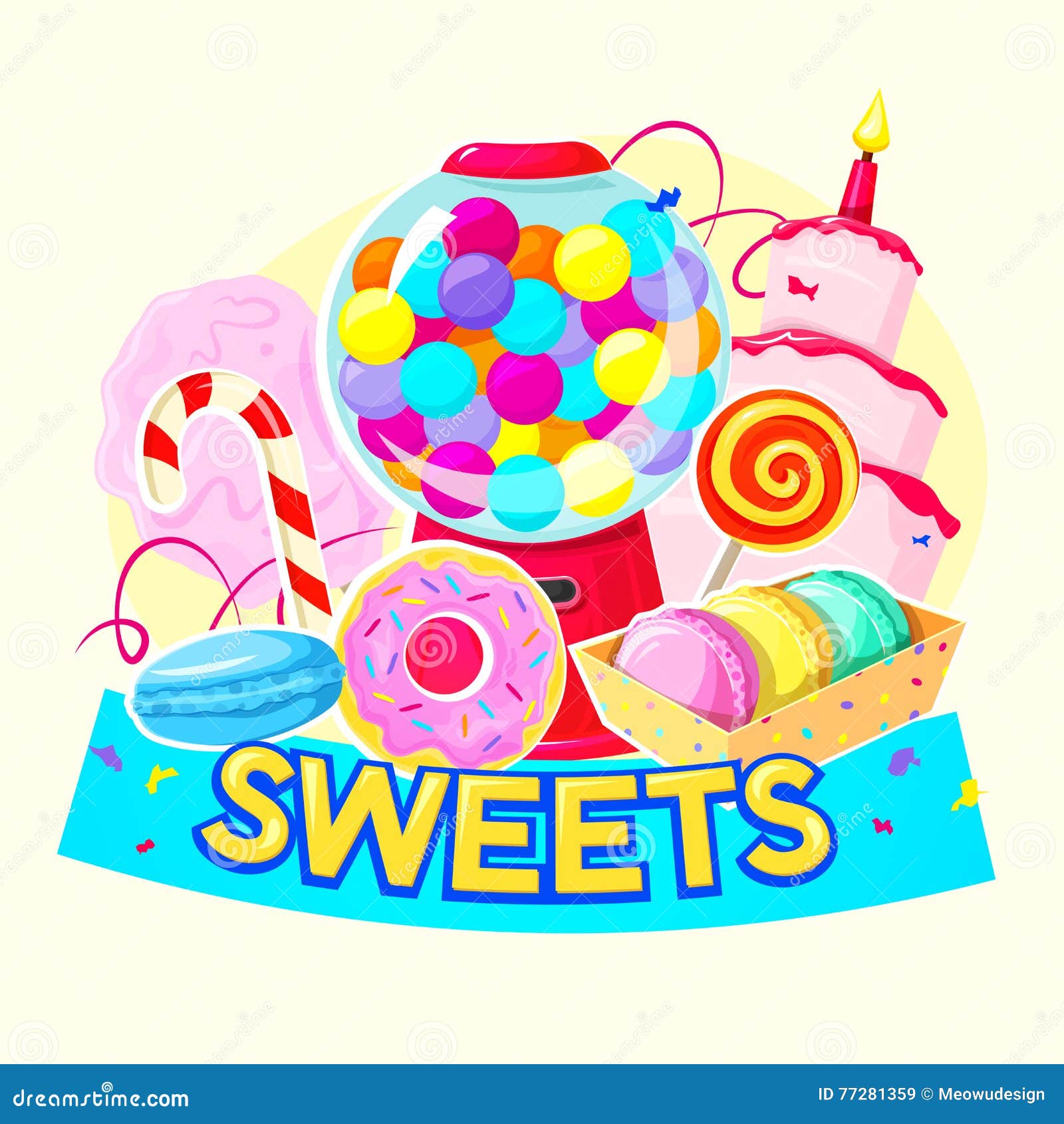 Set of Different Sweets, Vector Illustration Stock Vector ...