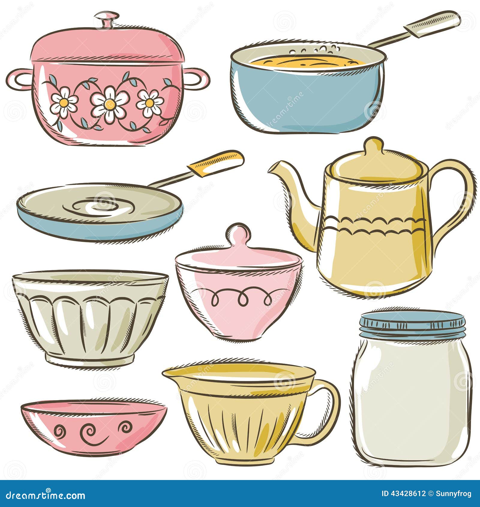 Set of different tableware stock vector. Illustration of design - 43428612