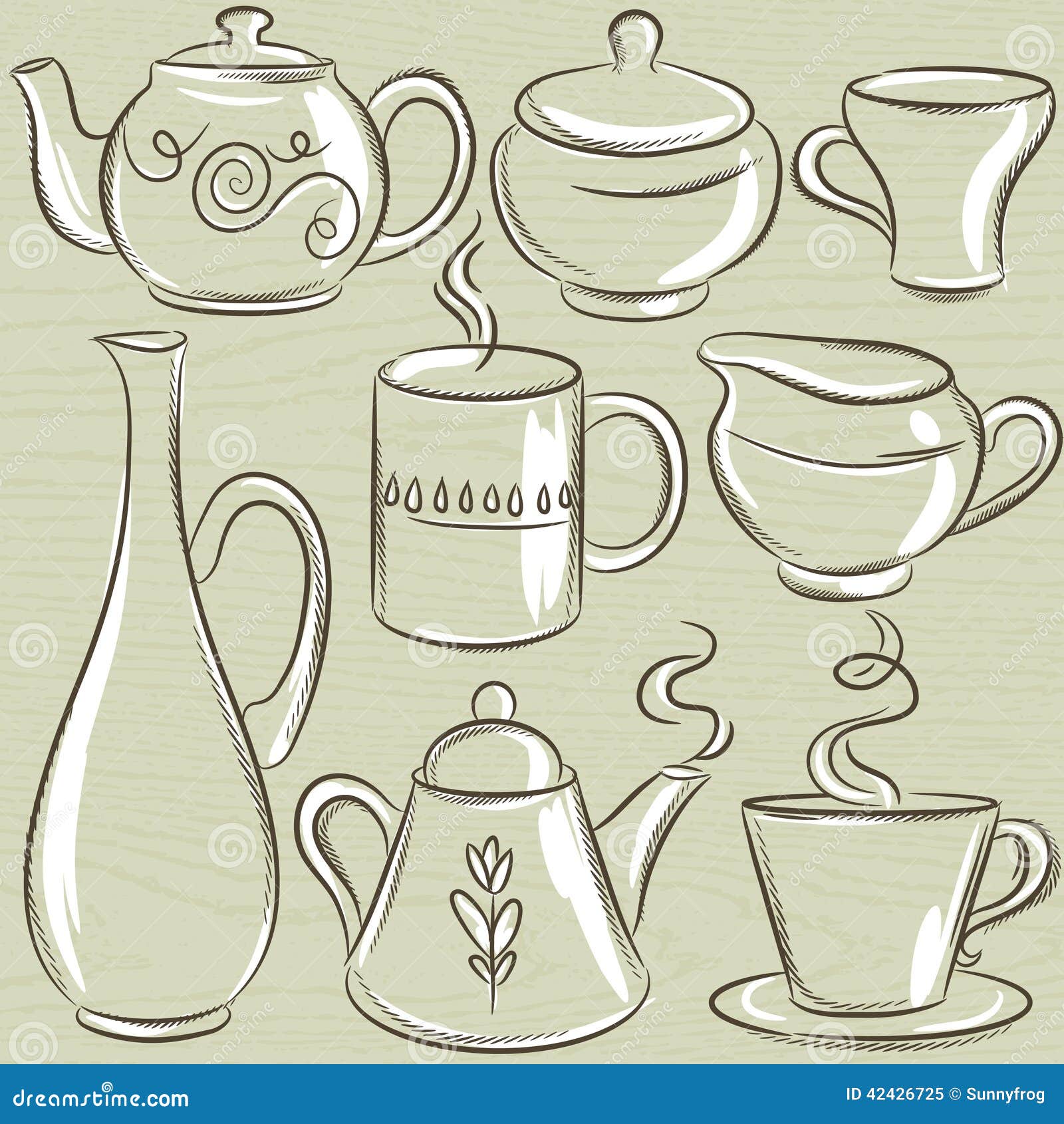 Set of Different Tableware, Vector Stock Vector - Illustration of ...