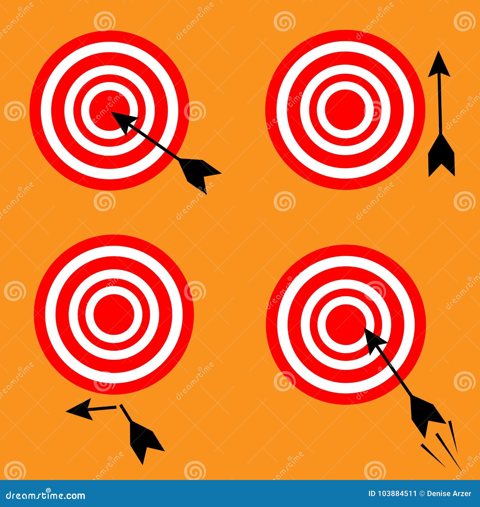 Set of Different Targets and Arrows. Stock Vector - Illustration of ...