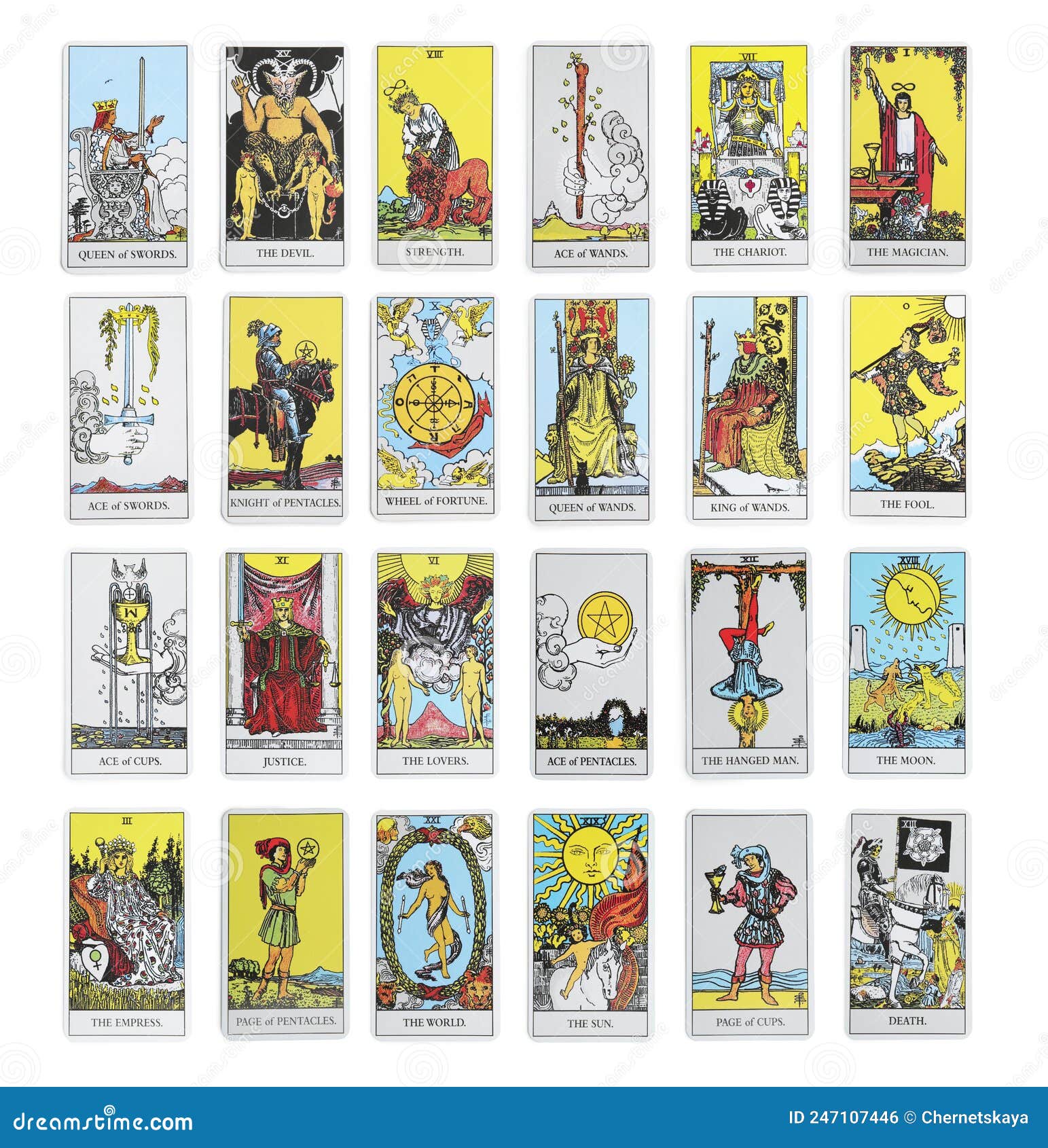 Set with Different Tarot Cards on White Background Stock Illustration ...