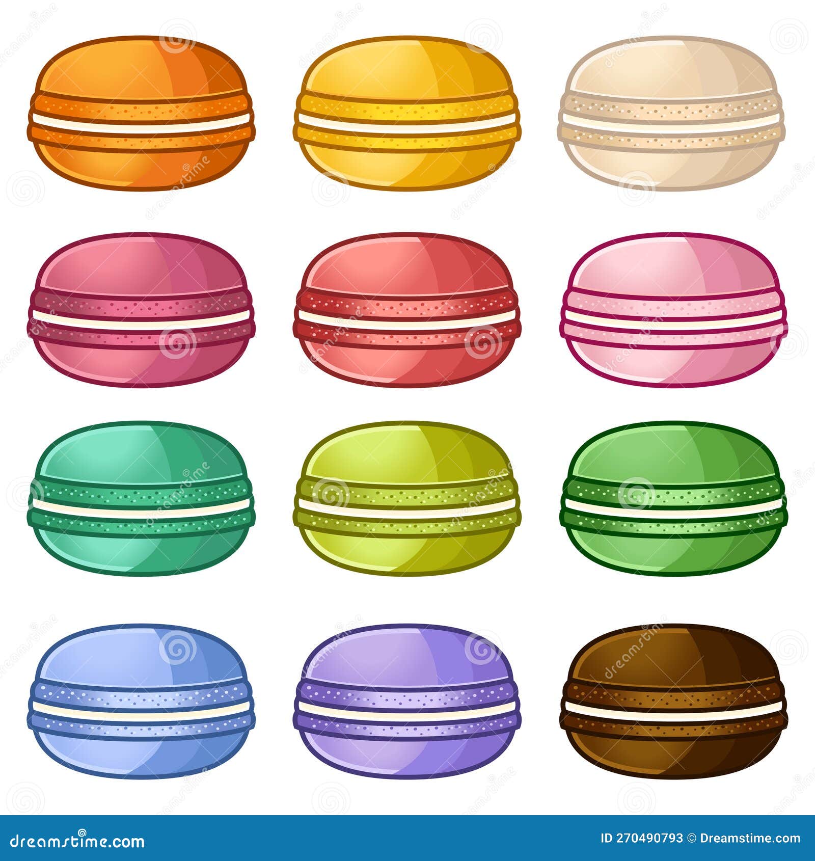 Set of Different Taste Macaroons. Different Color of Macaroons. Icon ...