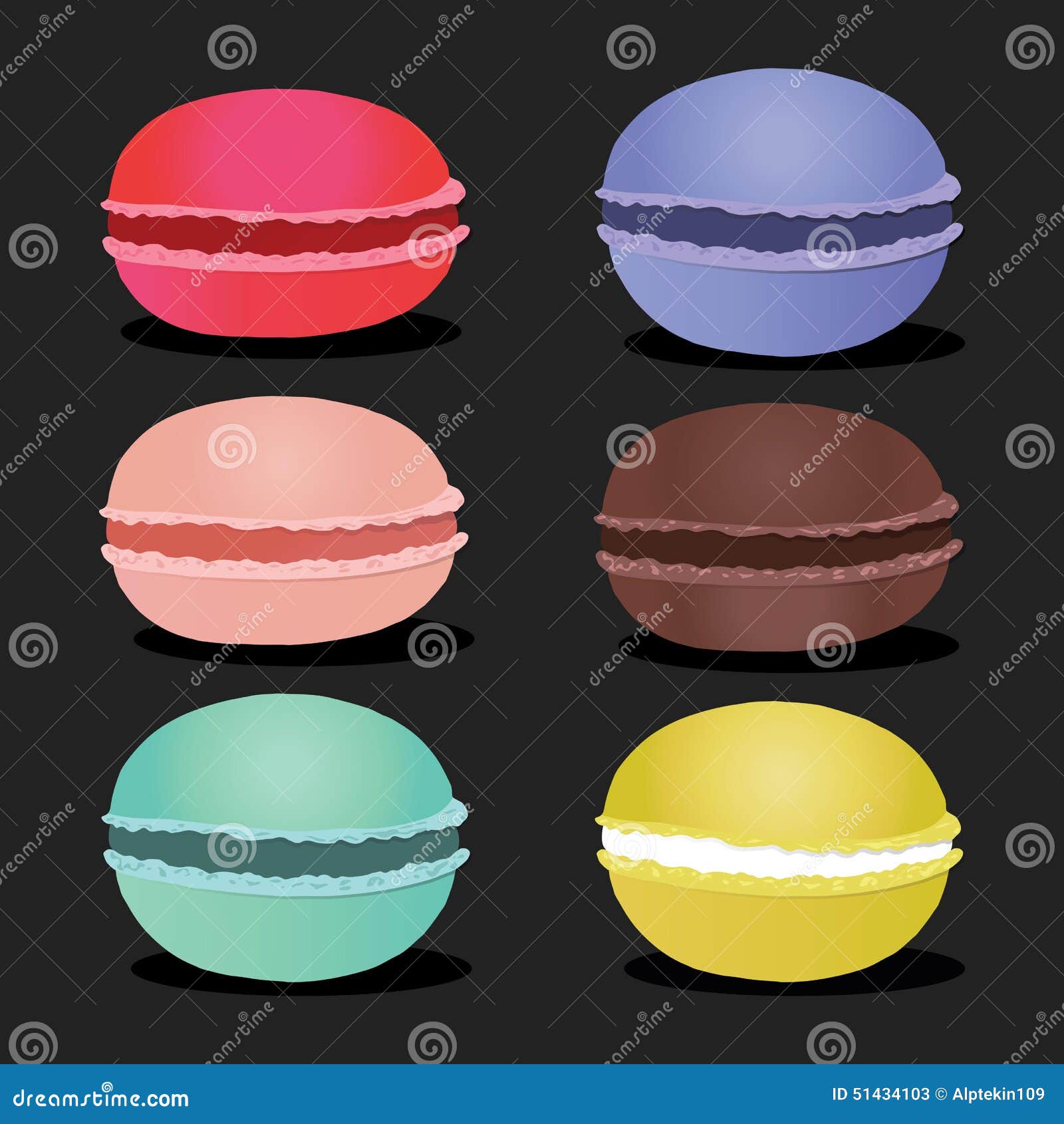 Set of Different Taste Macaroons. Stock Illustration - Illustration of ...