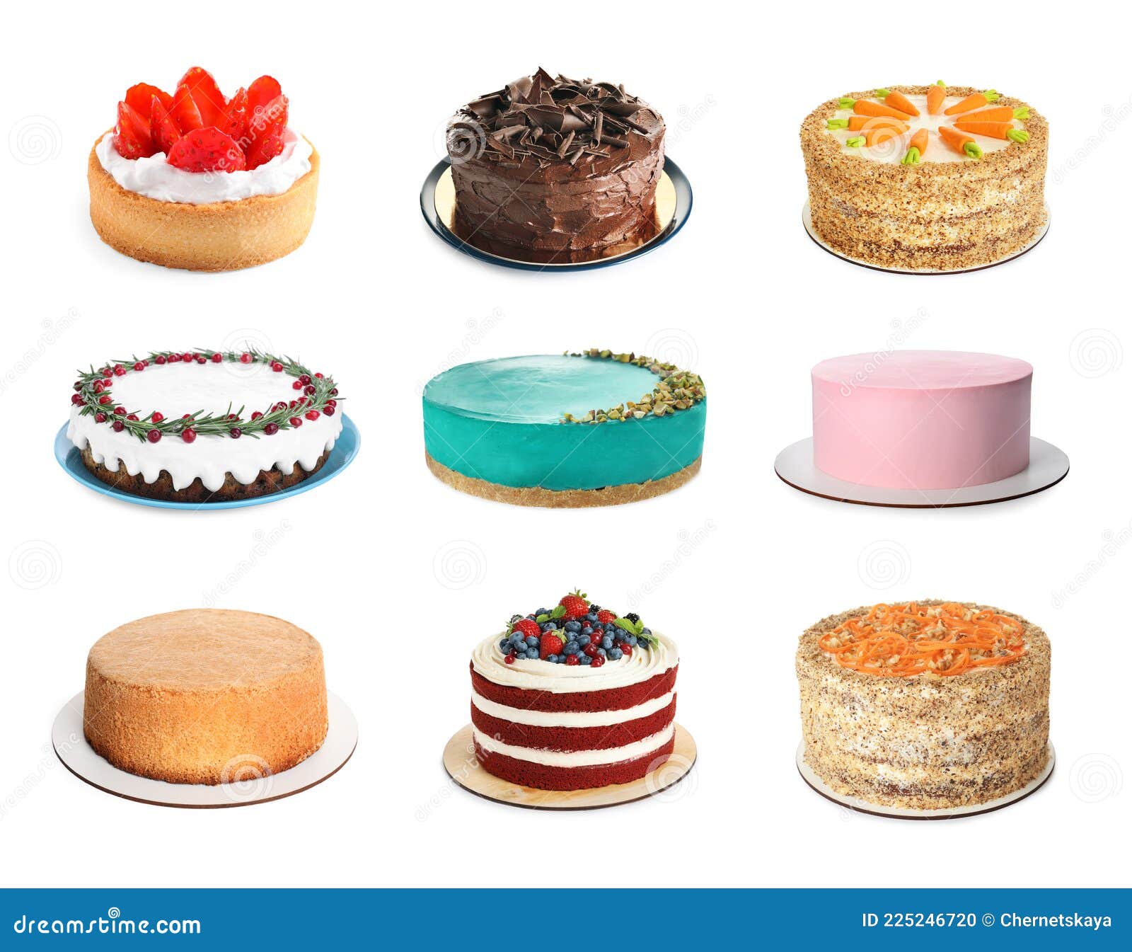 Set with Different Tasty Cakes on White Background Stock Photo - Image ...