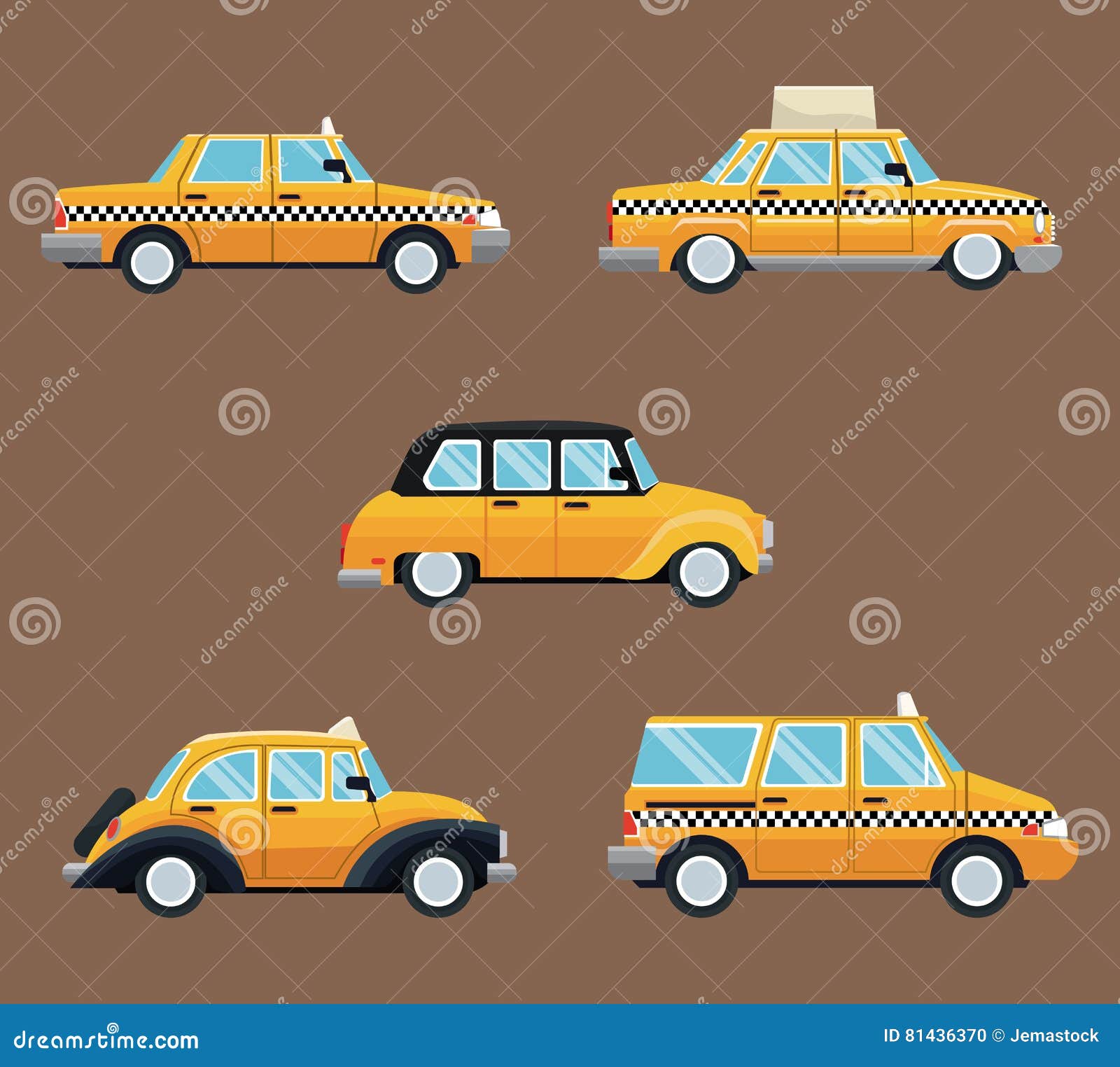 Different Taxi Types Flat Vector Collection | CartoonDealer.com #75788962