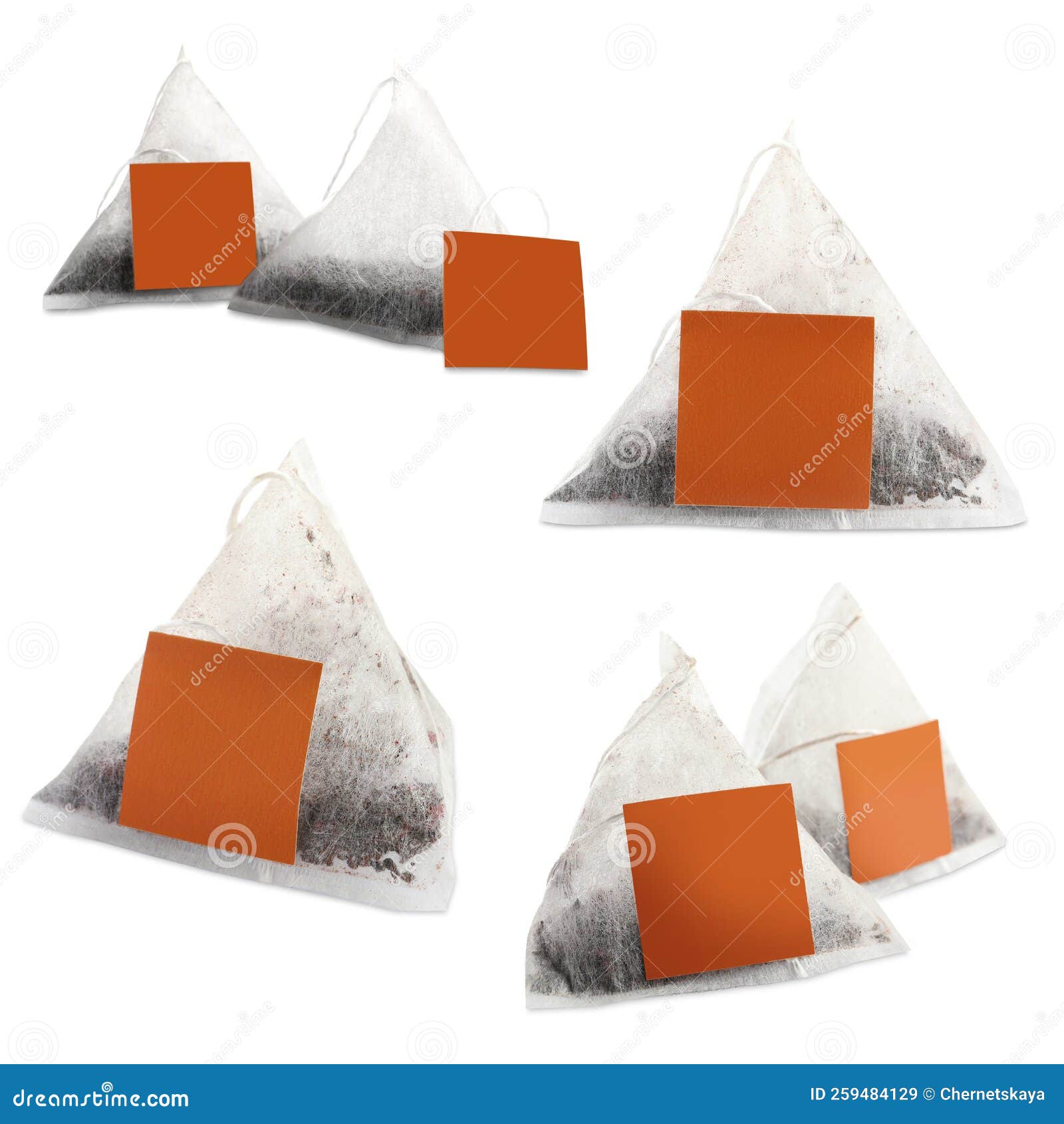 Set with Different Tea Bags on White Background Stock Image - Image of ...