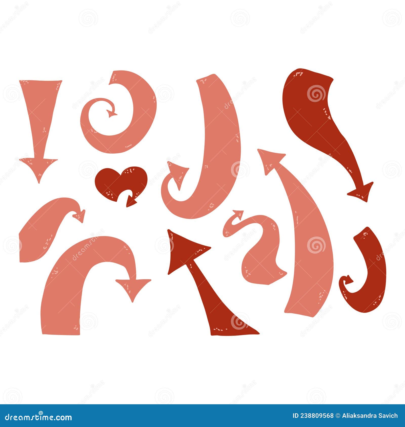 Set of Different Texture Arrows in Hand-drawing Style. Vector ...