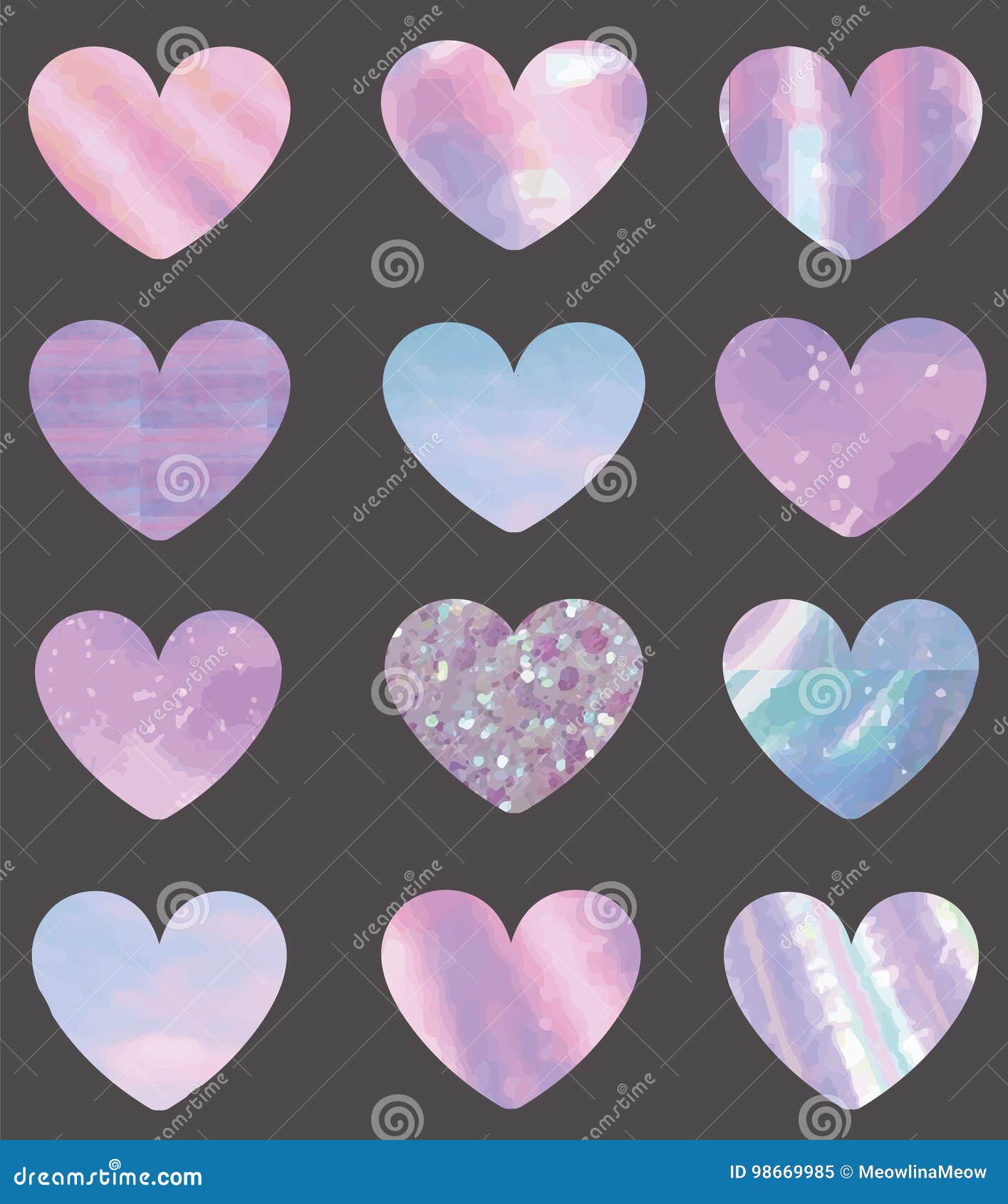 Set of Different Texture Hearts Stock Vector - Illustration of glitter ...