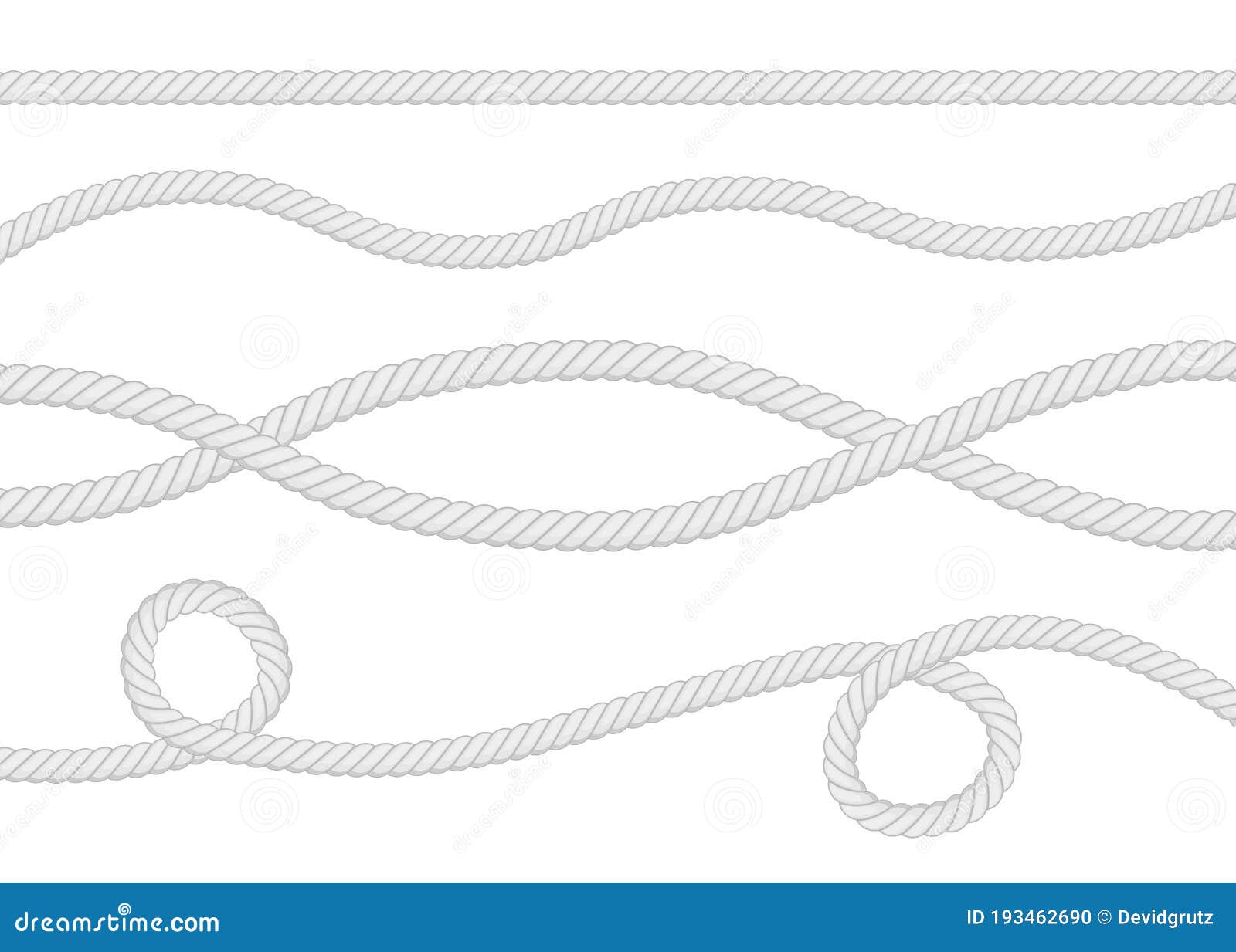 Set of Different Thickness Ropes Isolated on White. Vector Illustration ...